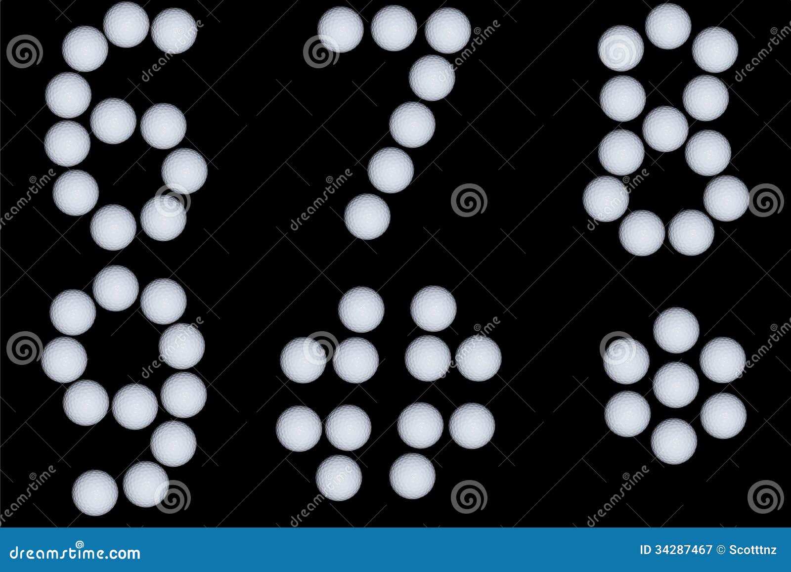Numbers Drawn with Golf Balls Stock Illustration - Illustration of font ...
