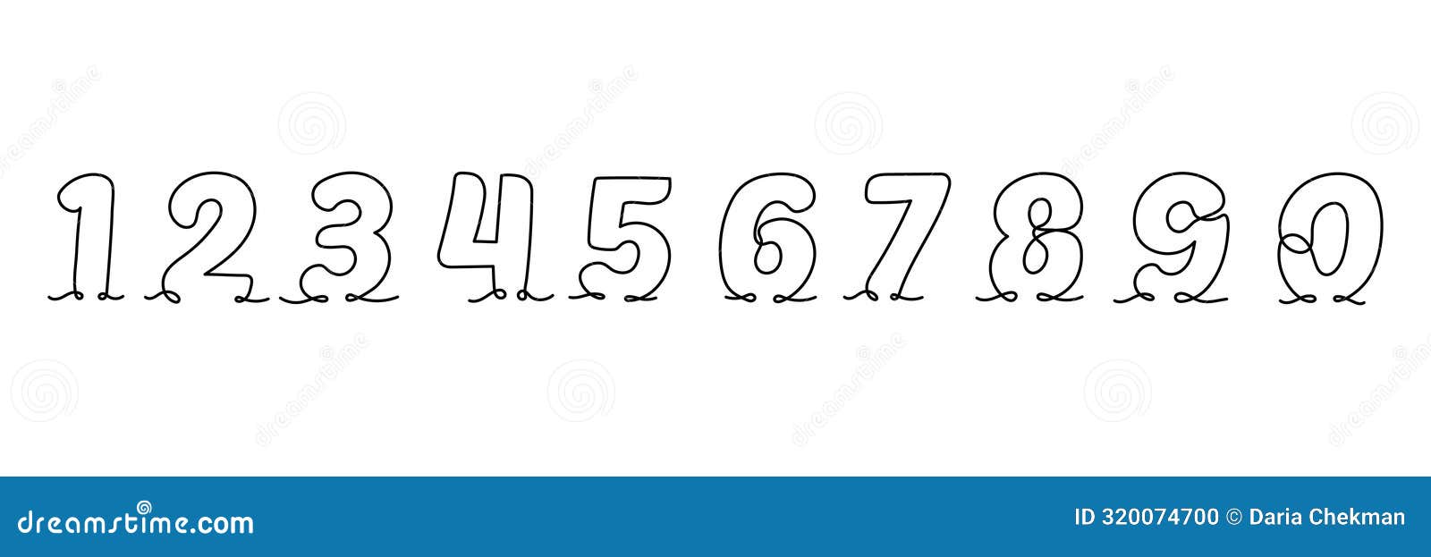The Numbers are Drawn in One Continuous Line Drawing. Vector ...