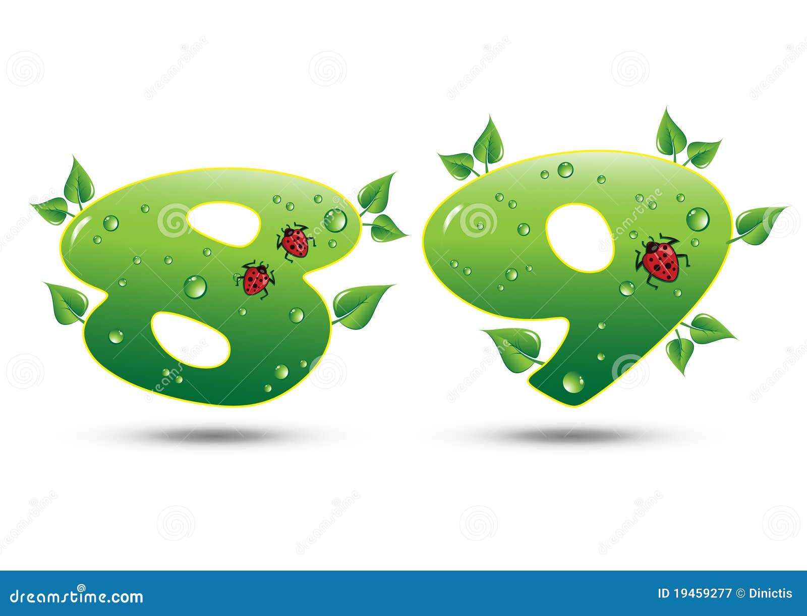 Numbers Eight and Nine Green Nature Concept Stock Vector - Illustration ...