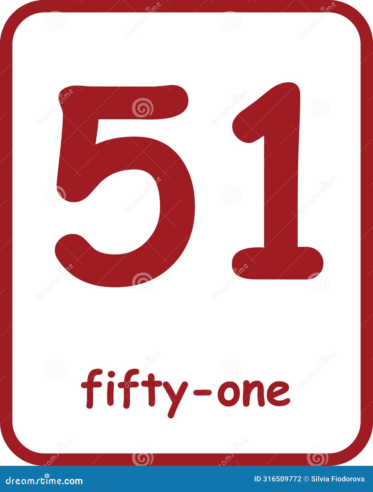 51 Flashcard Numbers for Kids Stock Illustration - Illustration of ...