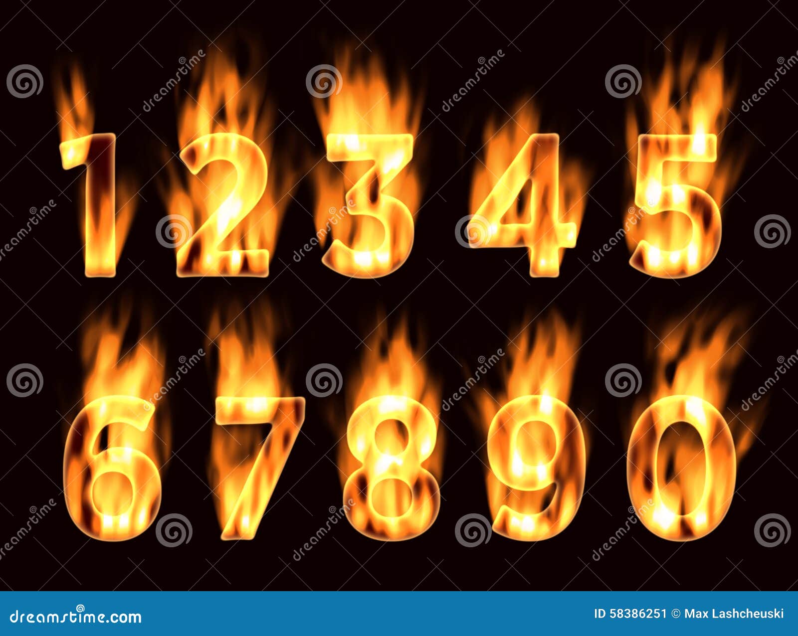 Numbers With Fire Flames 5 Stock Photo | CartoonDealer.com #344649864
