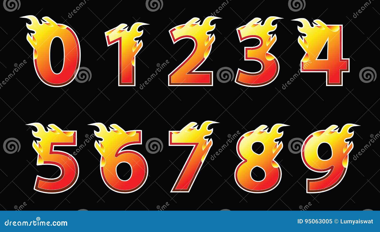 Numbers With Fire Flames 5 Stock Photo | CartoonDealer.com #344649864