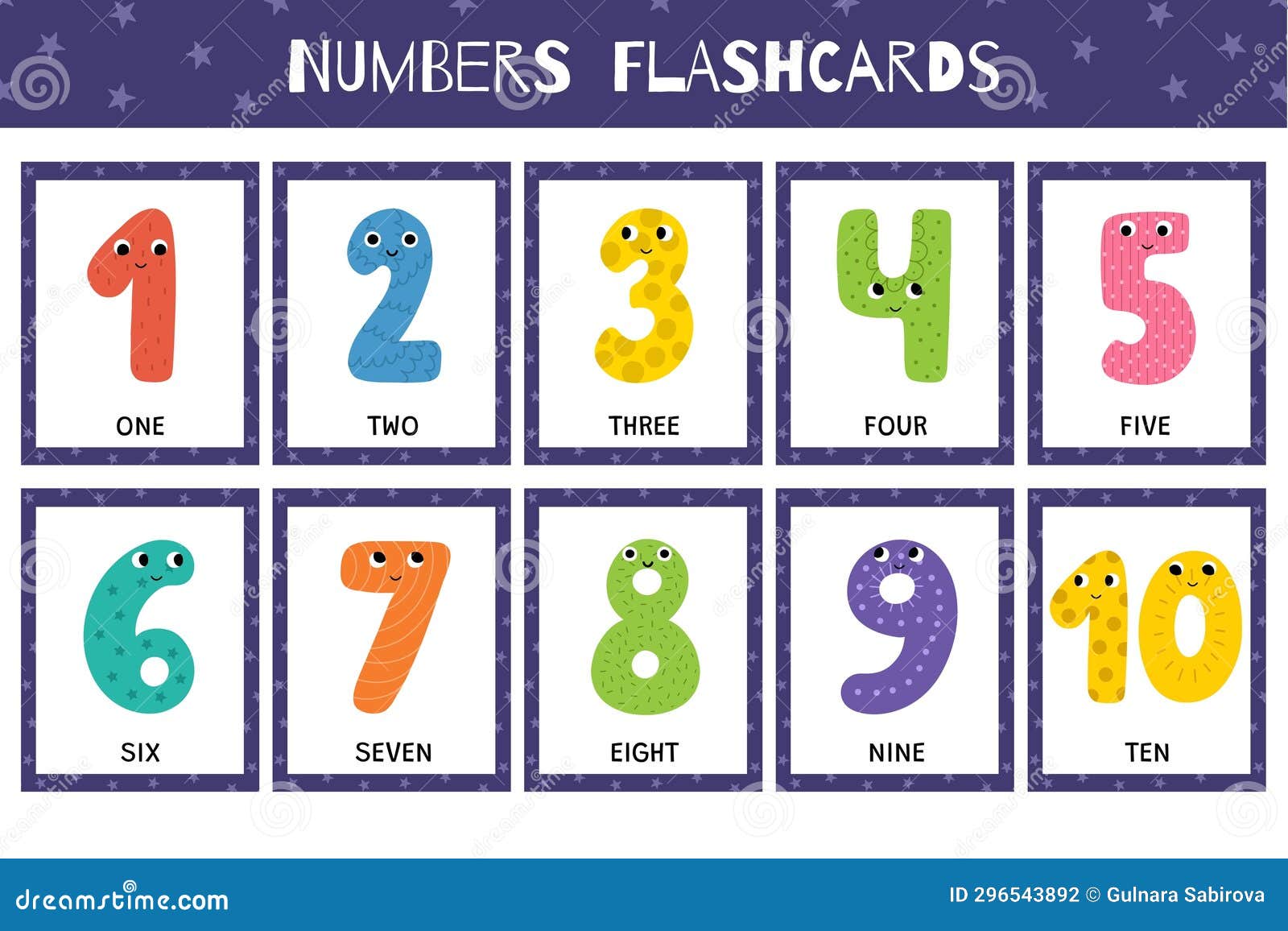 Cute Numbers 1-10 Flashcards Collection. Learning Numbers for Preschool ... Cute Numbers 1-10 Flashcards Collection. Learning Numbers for Preschool ...