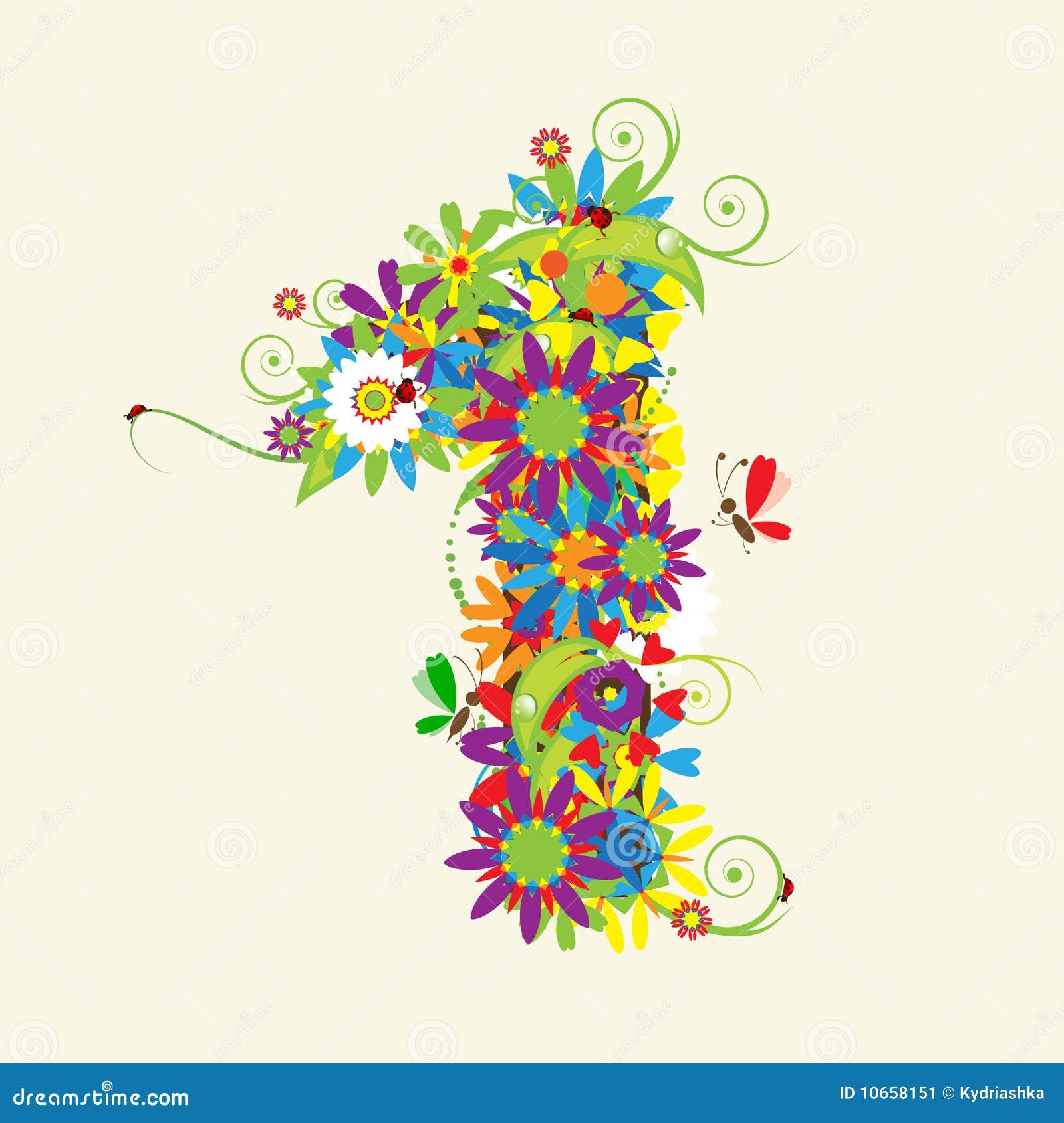 Numbers, floral design. stock vector. Illustration of holiday - 10658151