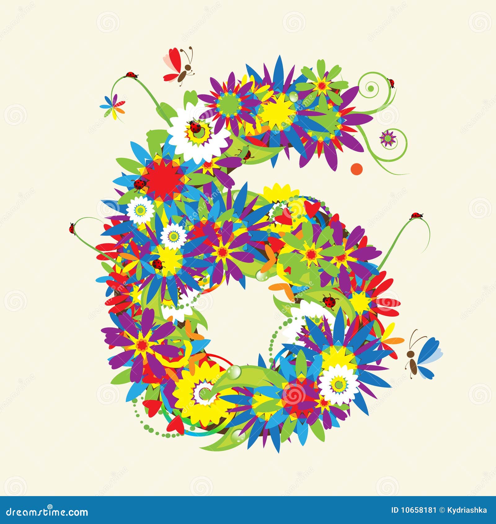Numbers, floral design. stock vector. Illustration of floral - 10658181