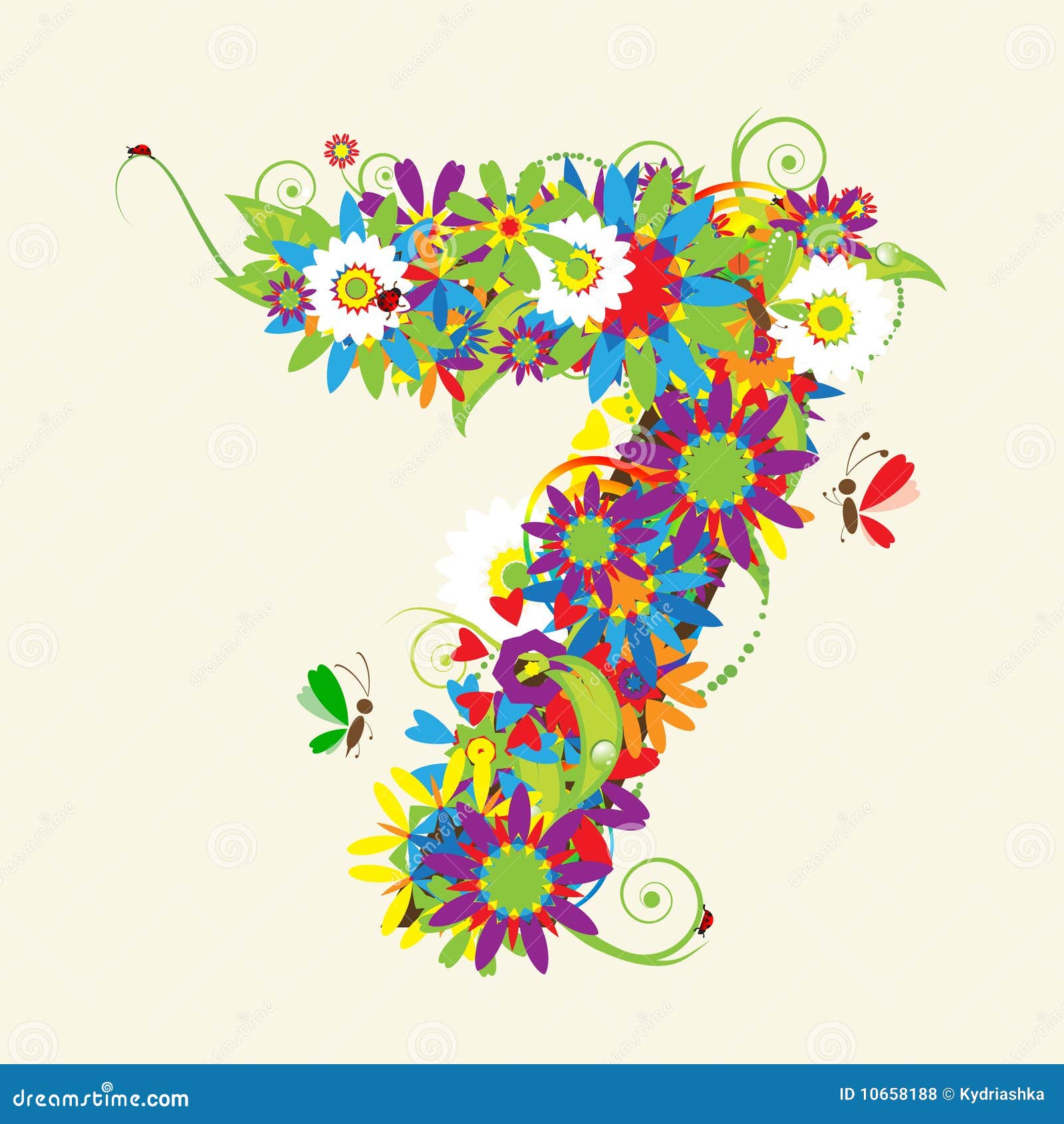 Numbers, floral design. stock vector. Illustration of floral - 10658188