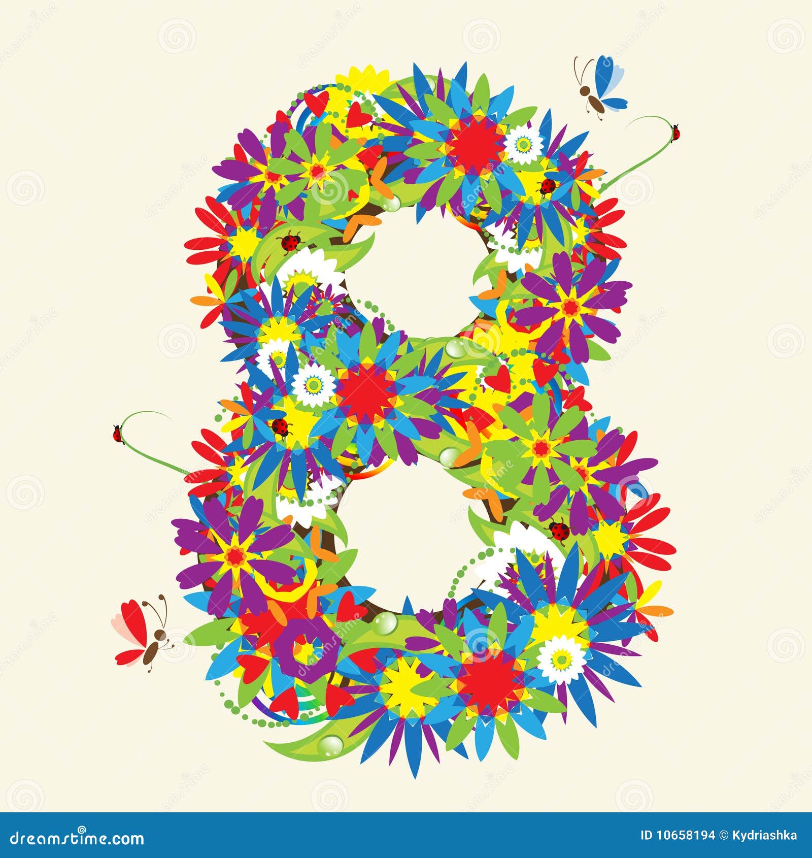 Numbers, floral design. stock vector. Illustration of floral - 10658194