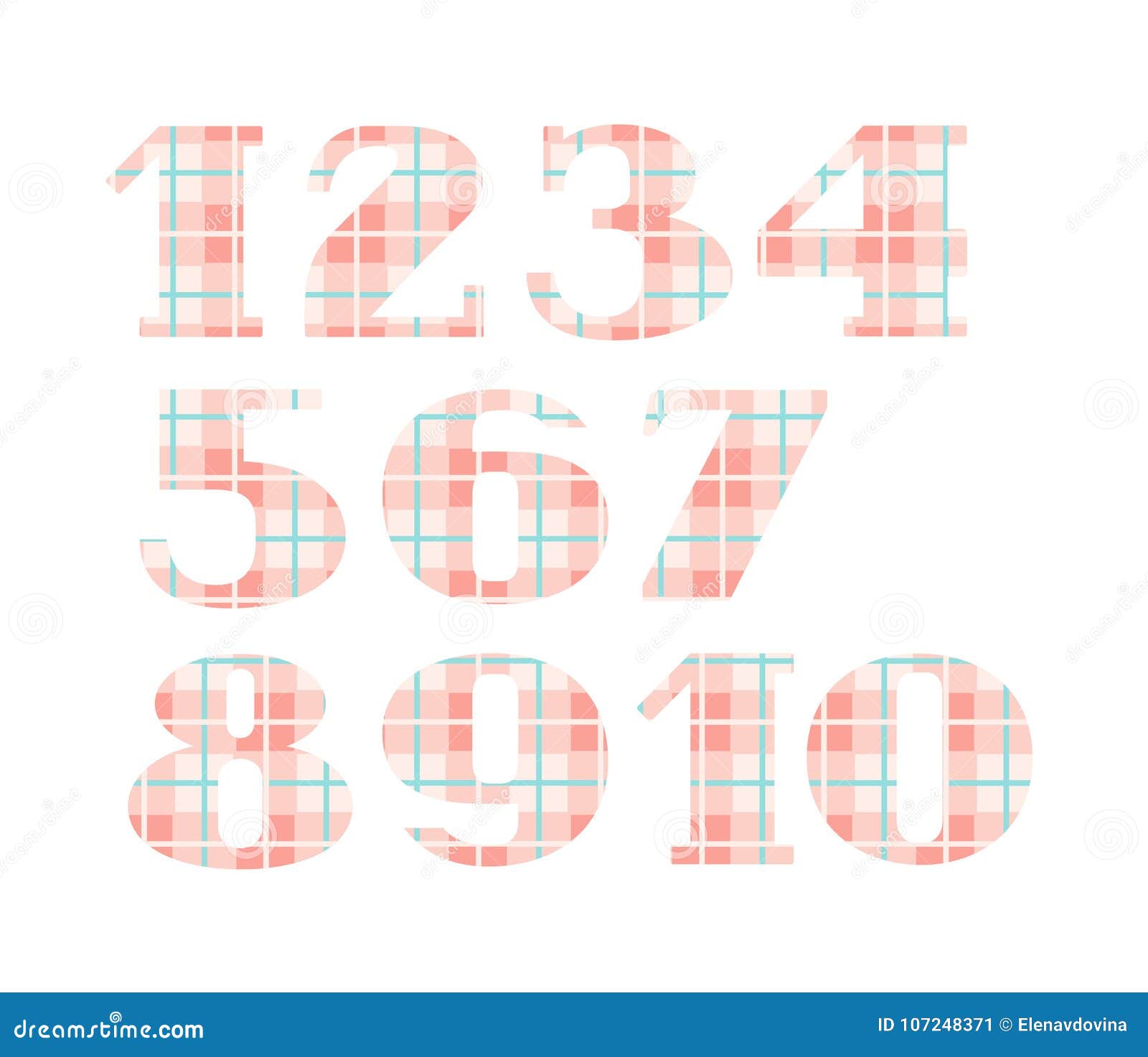 Numbers, Font, Plaid, Pink, Vector. Stock Vector - Illustration of ...