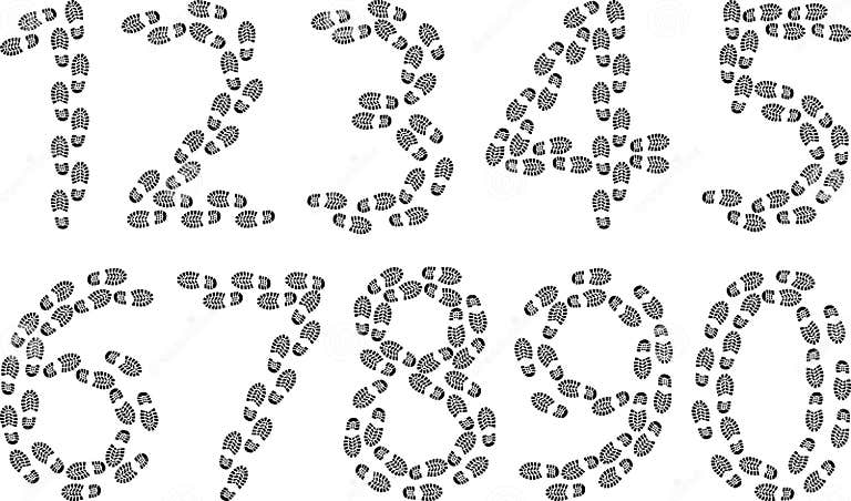 Numbers footprints stock vector. Illustration of shoe - 38105051
