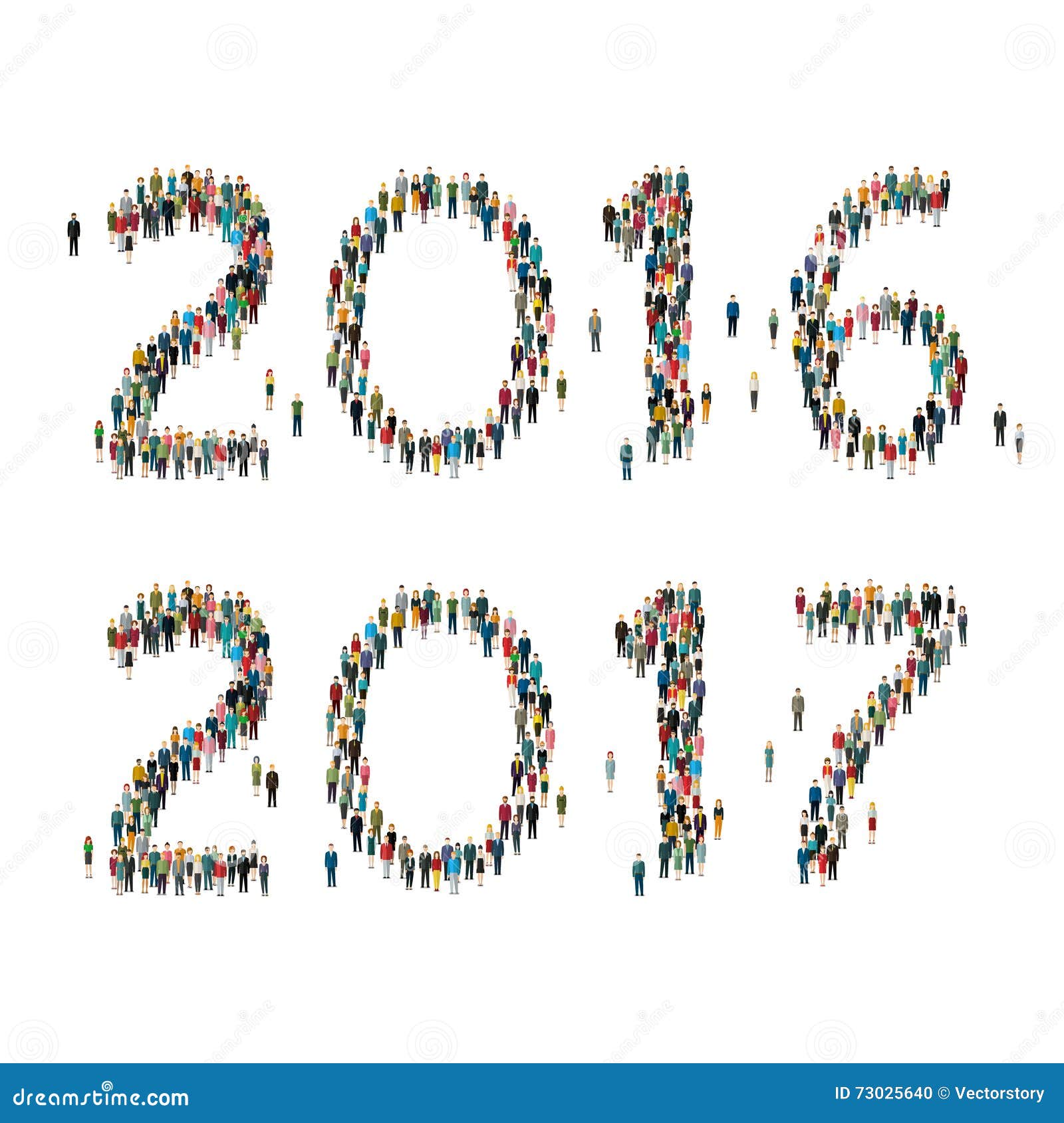 Numbers Formed Out from Celebrating People. Top View Stock Vector ...