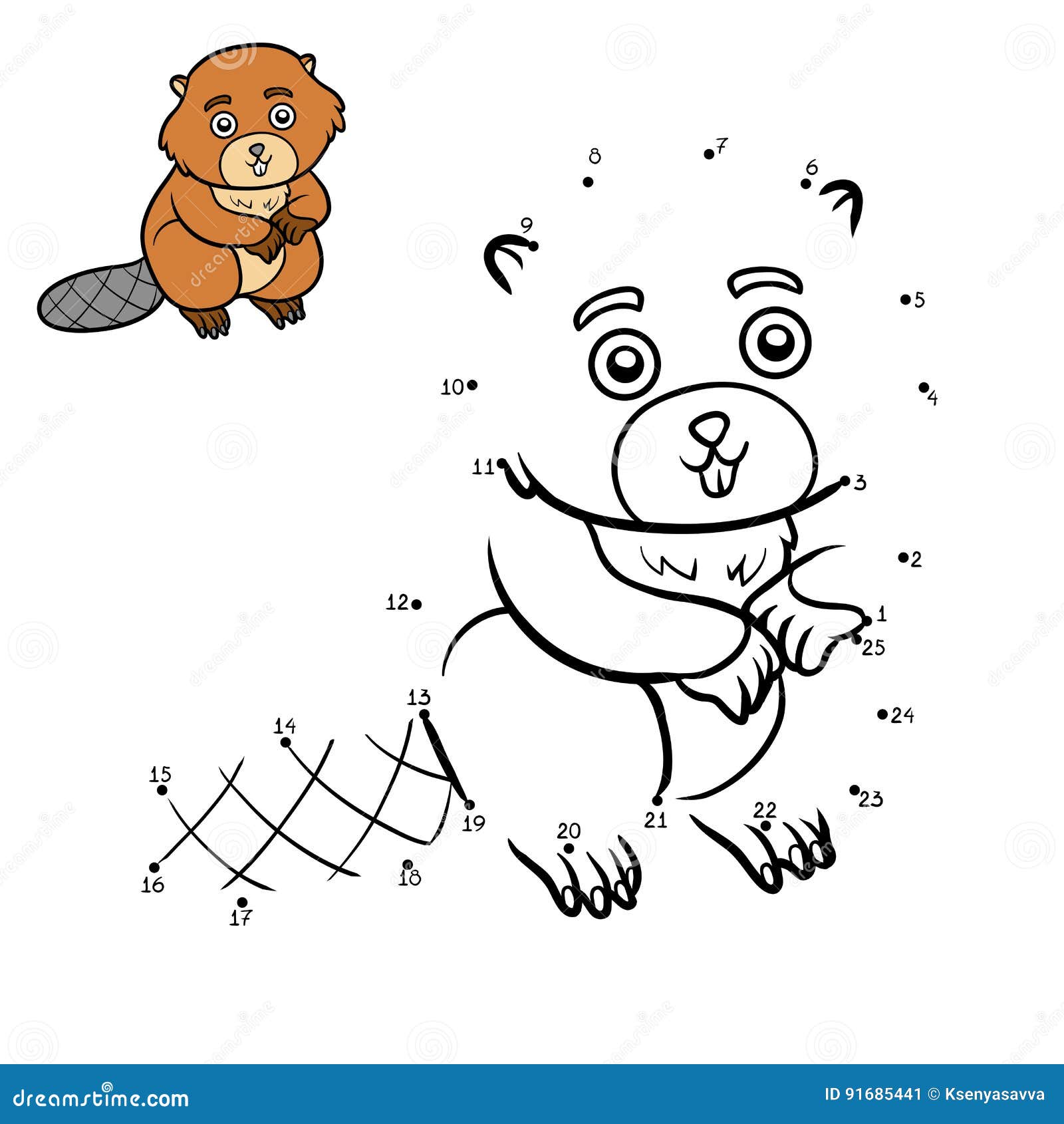 Numbers game, Beaver stock vector. Illustration of lake - 91685441