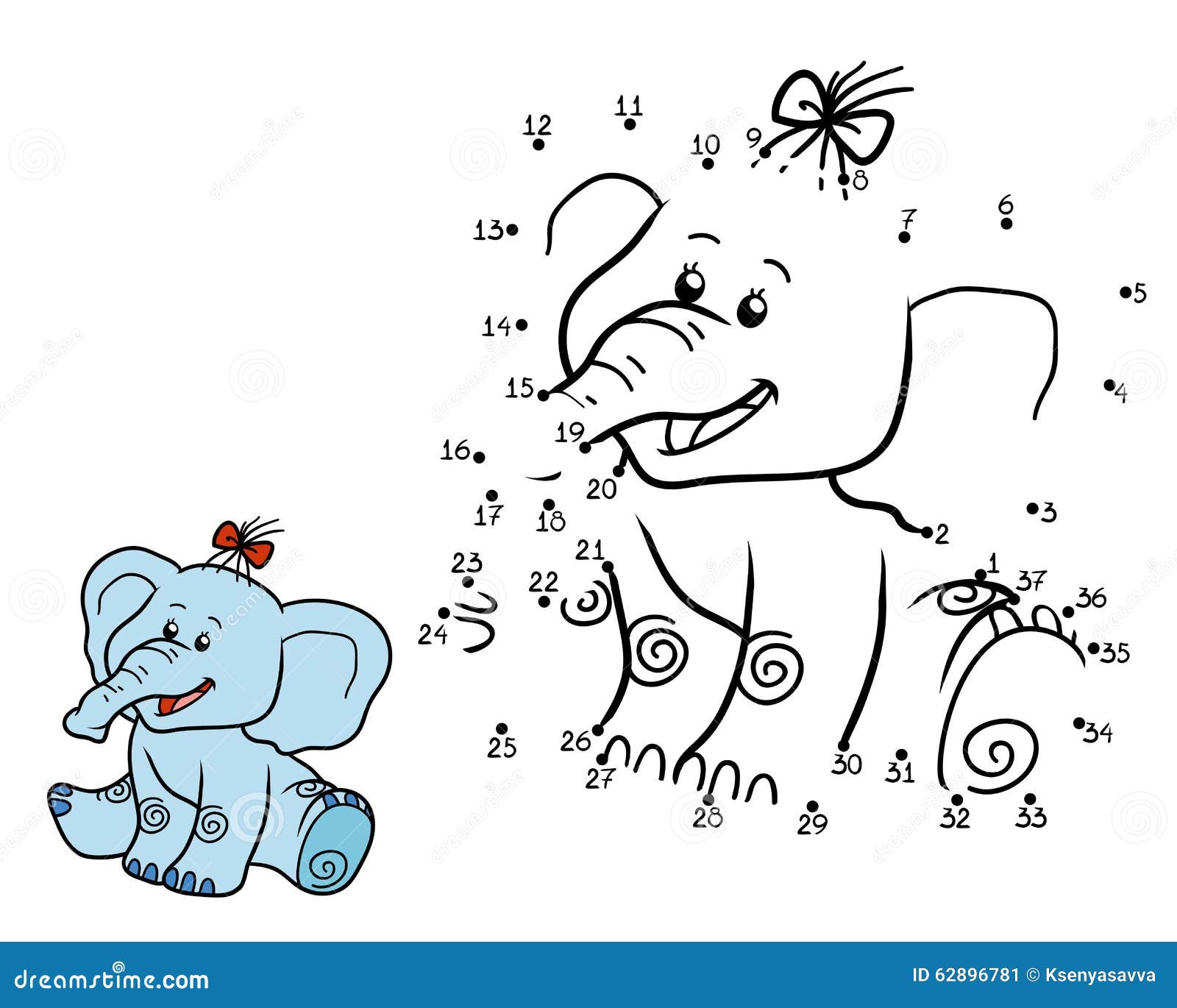 Numbers Game for Children: Elephant Stock Vector - Illustration of ...
