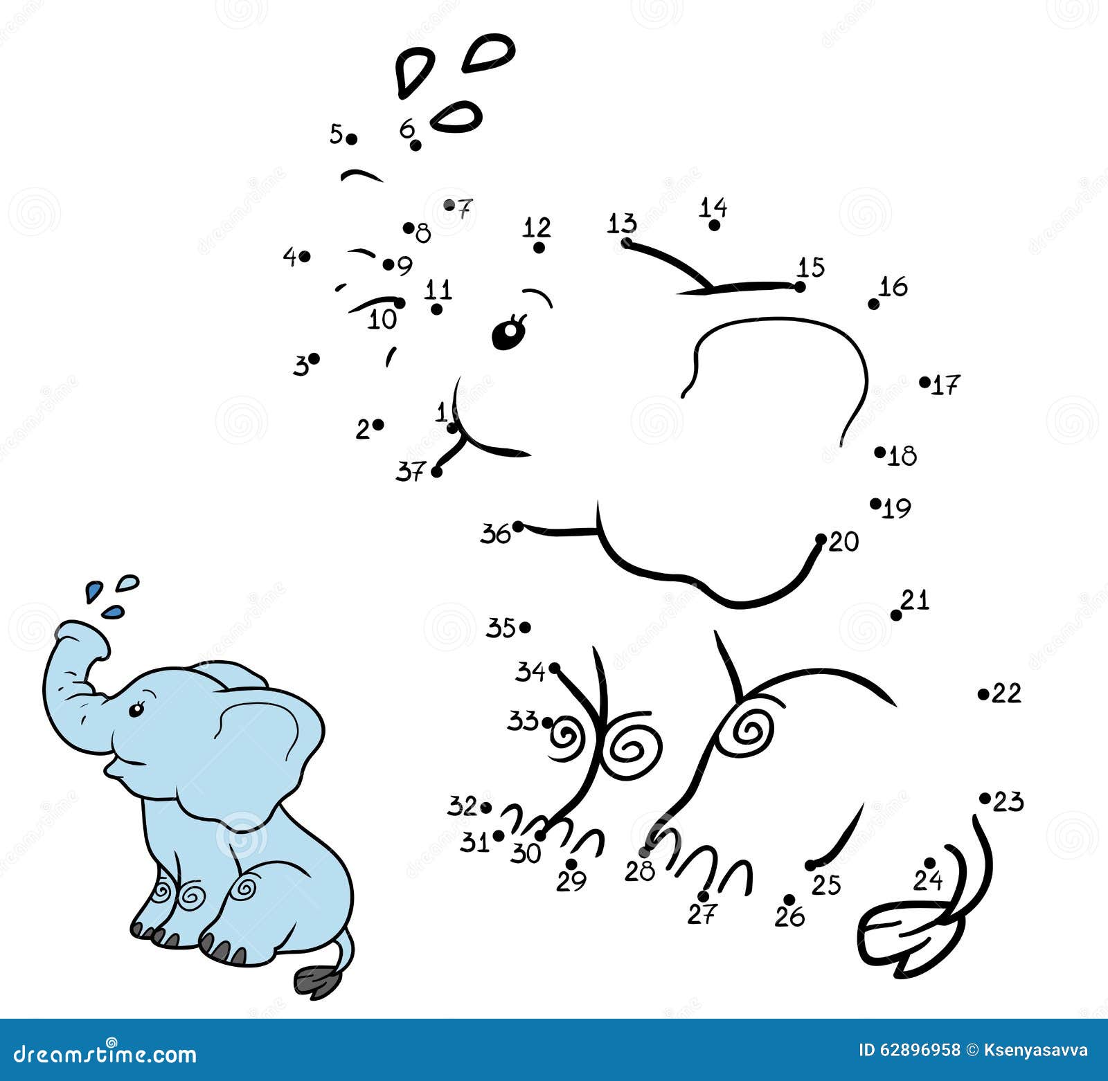 Numbers Game for Children: Elephant Stock Vector - Illustration of ...