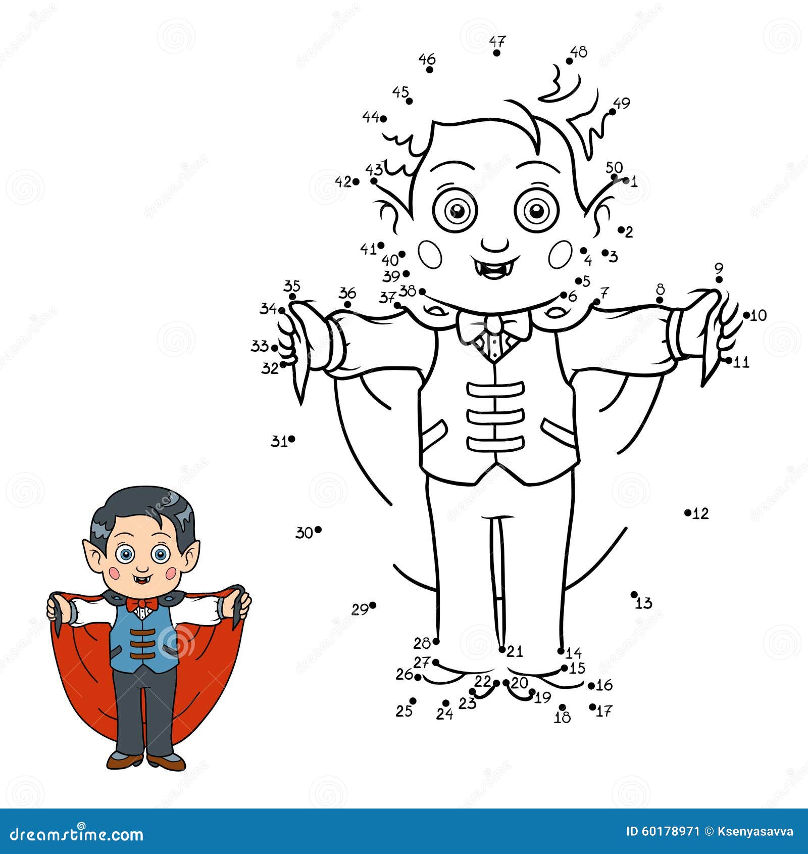 Numbers Game for Children: Halloween Characters (vampire) Stock Vector ...