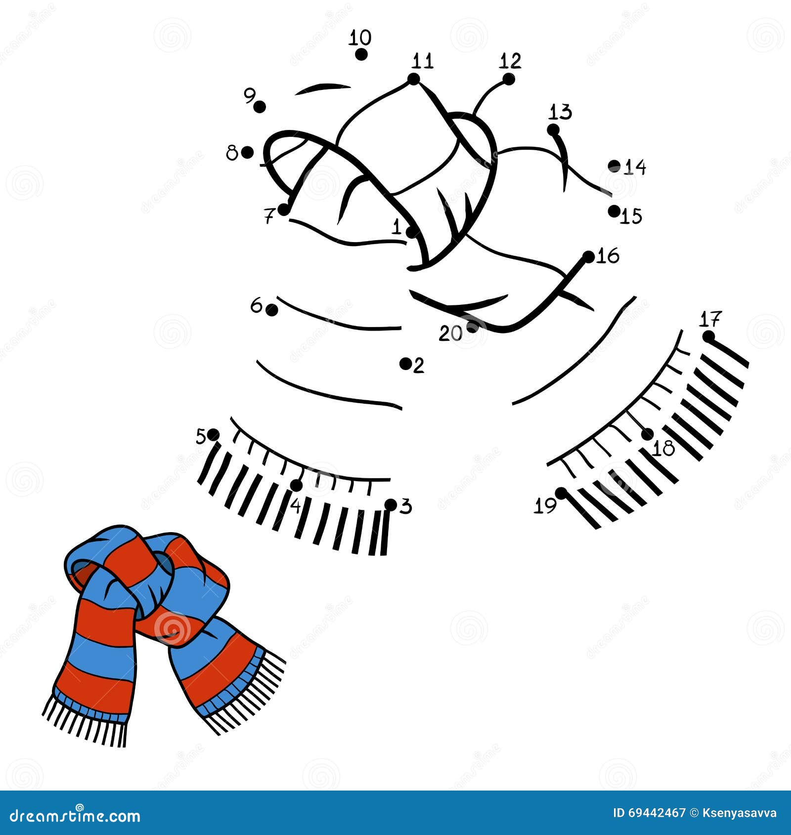 Numbers Game for Children. Knitted Scarf with Stripes Stock Vector ...