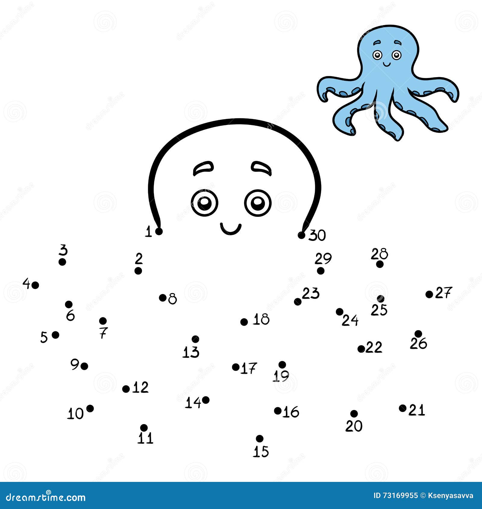Numbers Game for Children. Little Octopus Stock Vector - Illustration ...