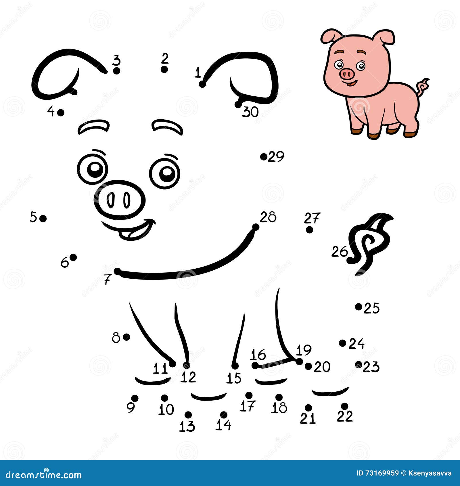 Numbers Game for Children. Little Pig Stock Vector - Illustration of ...