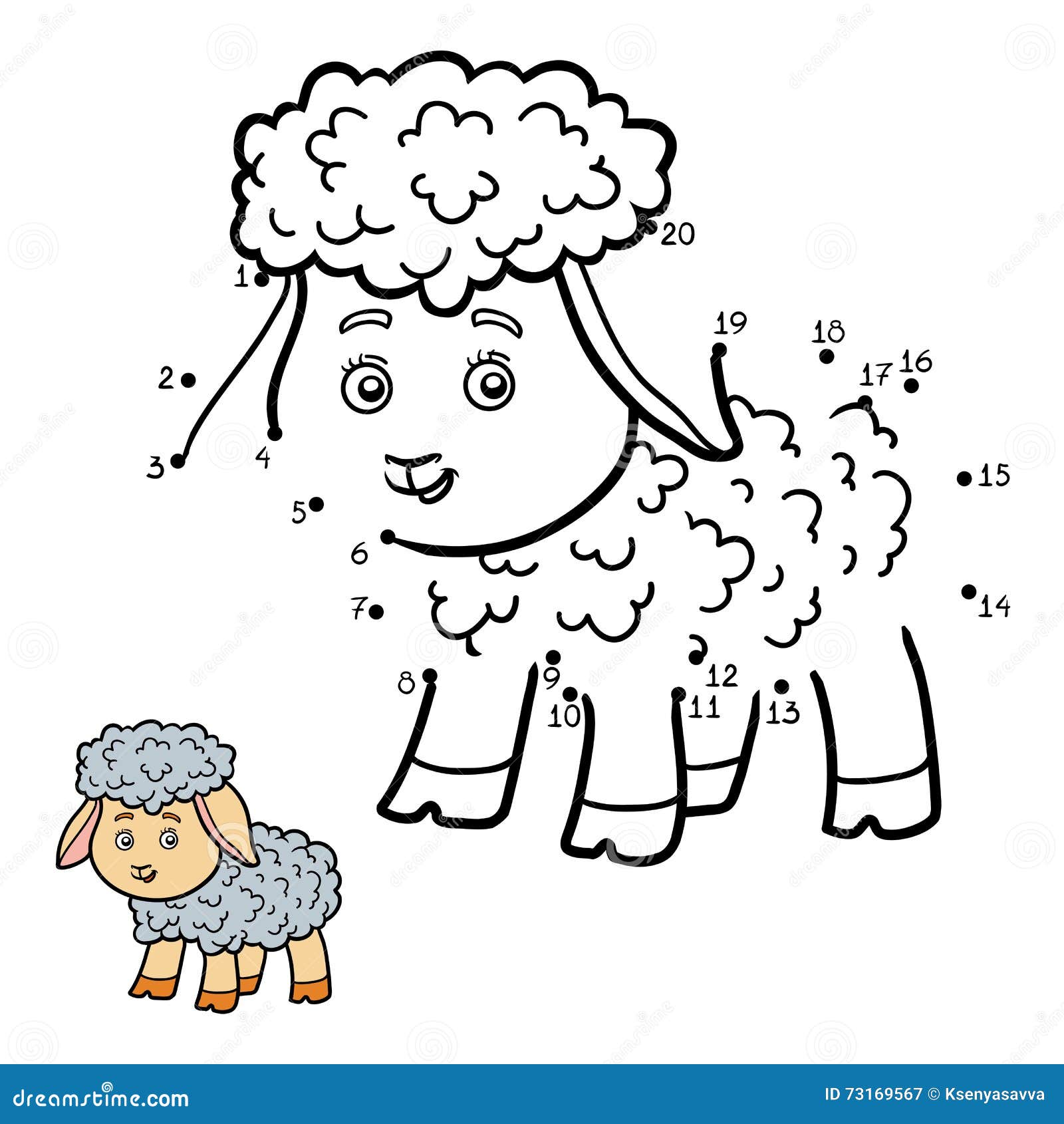 Numbers Game For Children. Little Sheep Cartoon Vector | CartoonDealer ...