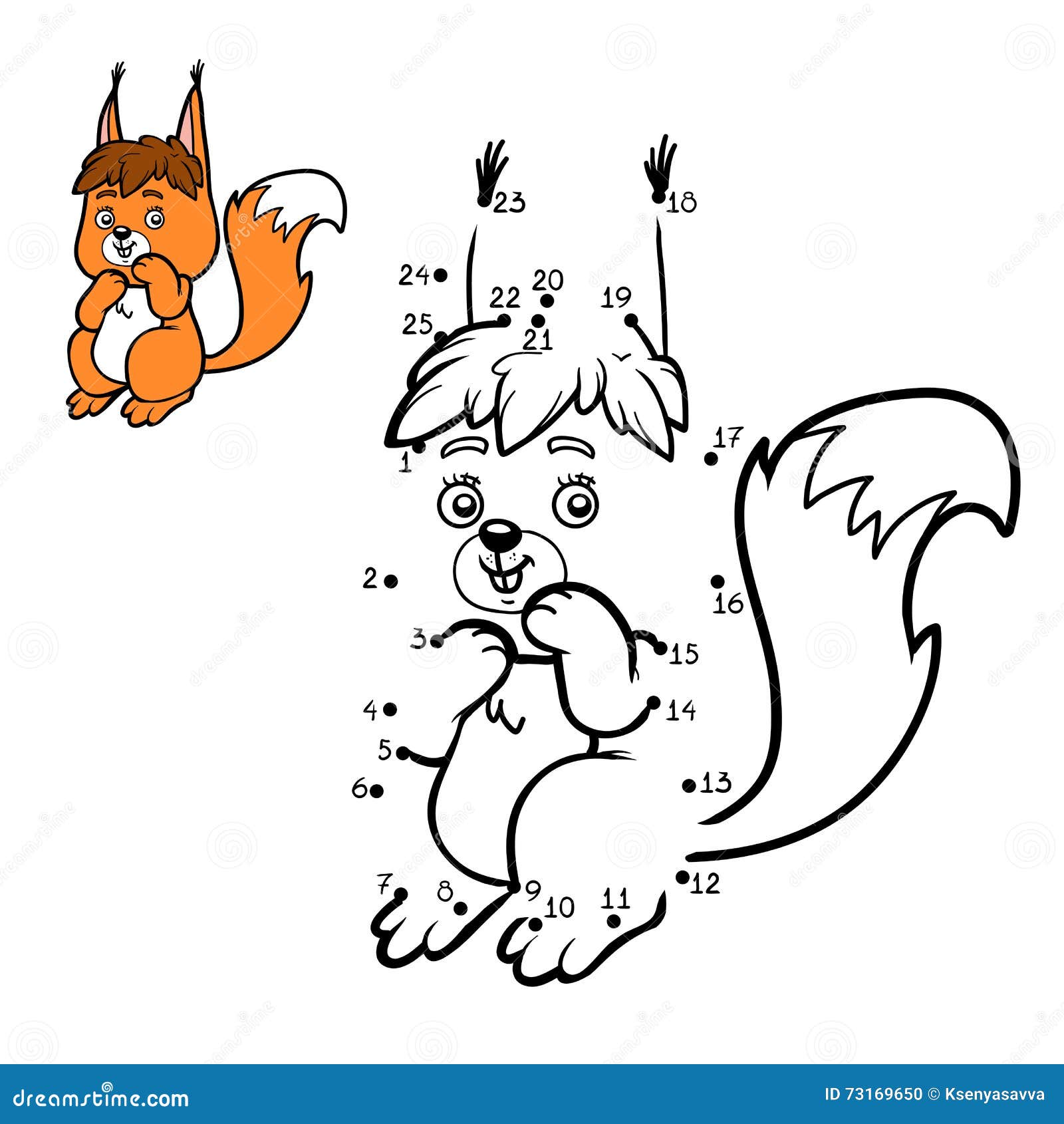 Numbers Game for Children. Little Squirrel Stock Vector - Illustration ...