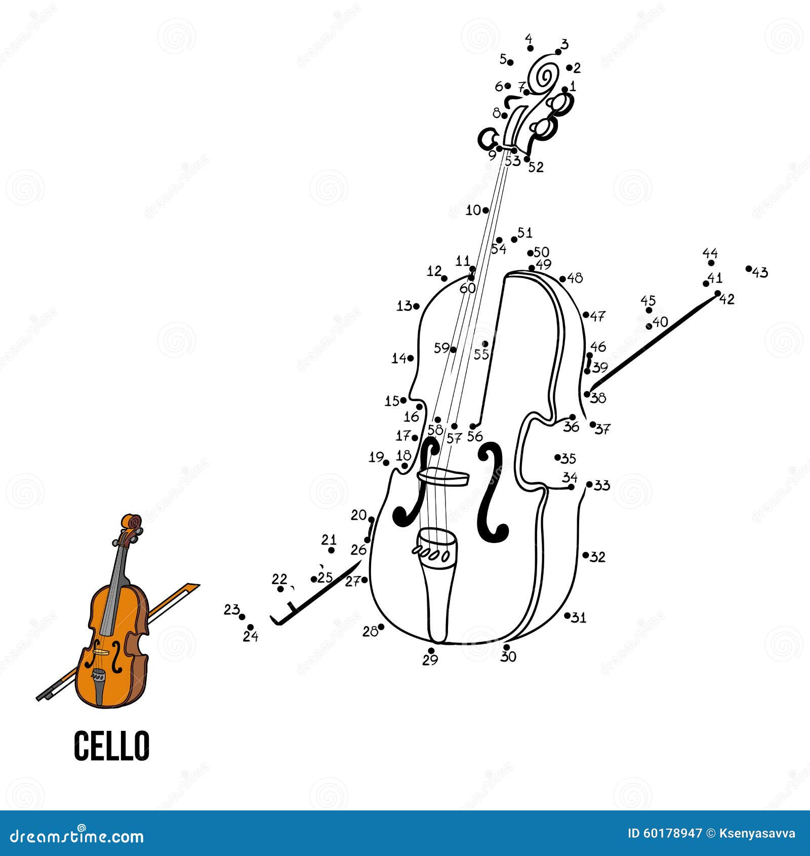 Numbers Game for Children: Musical Instruments (cello) Stock Vector ...