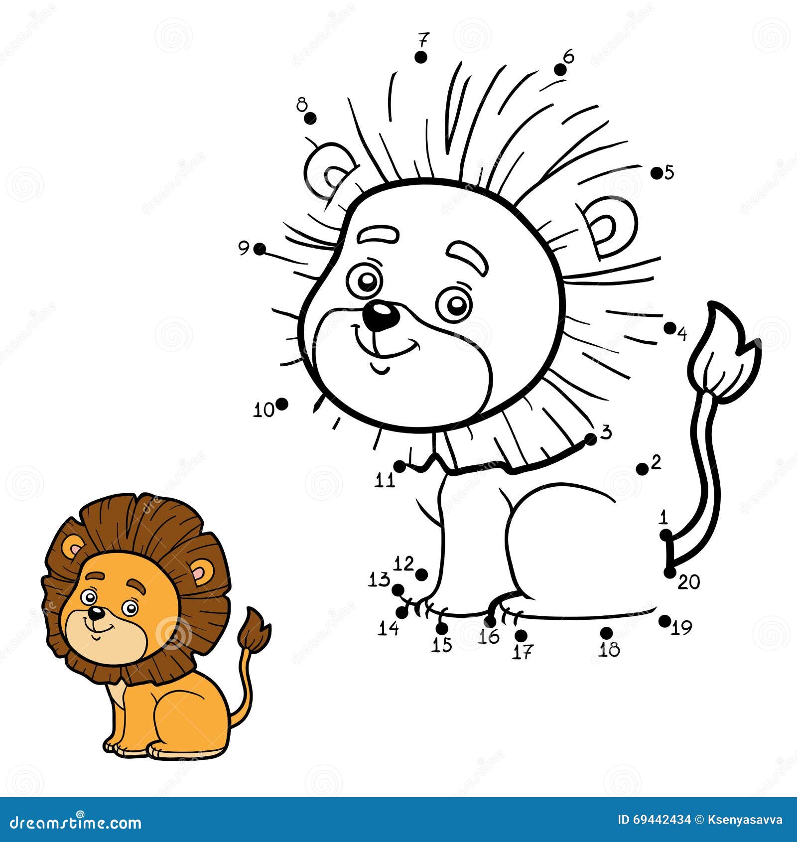Numbers Game for Children. Vector Character Lion Stock Vector ...