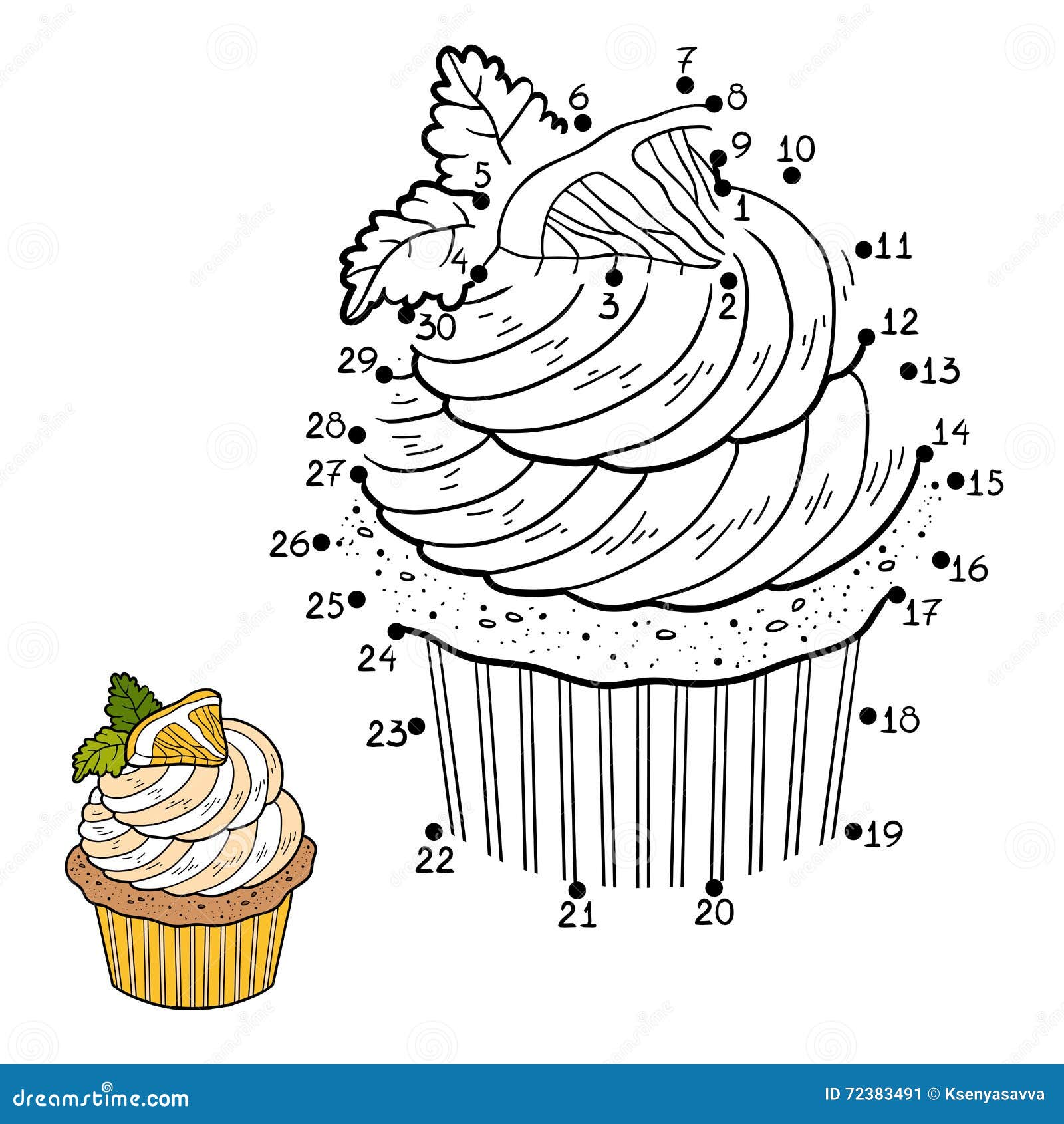 Numbers Game for Children, Vector Cupcake with Lemon Stock Vector ...