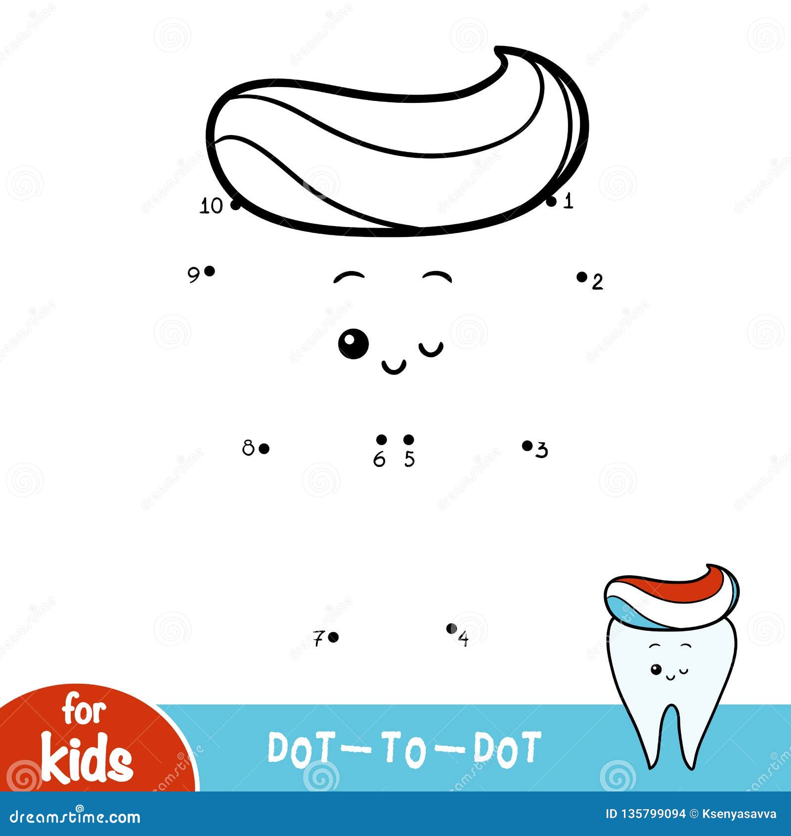 Numbers Game, Dot To Dot Game for Children, Happy Tooth and Toothpaste ...