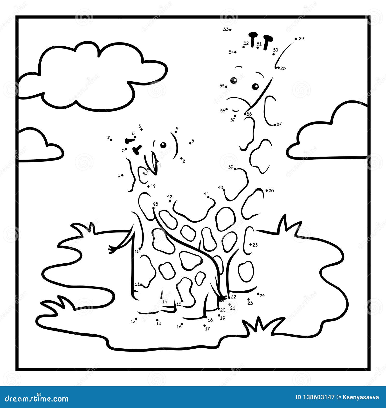 Numbers Game, Education Game for Children, Two Giraffes Stock Vector ...