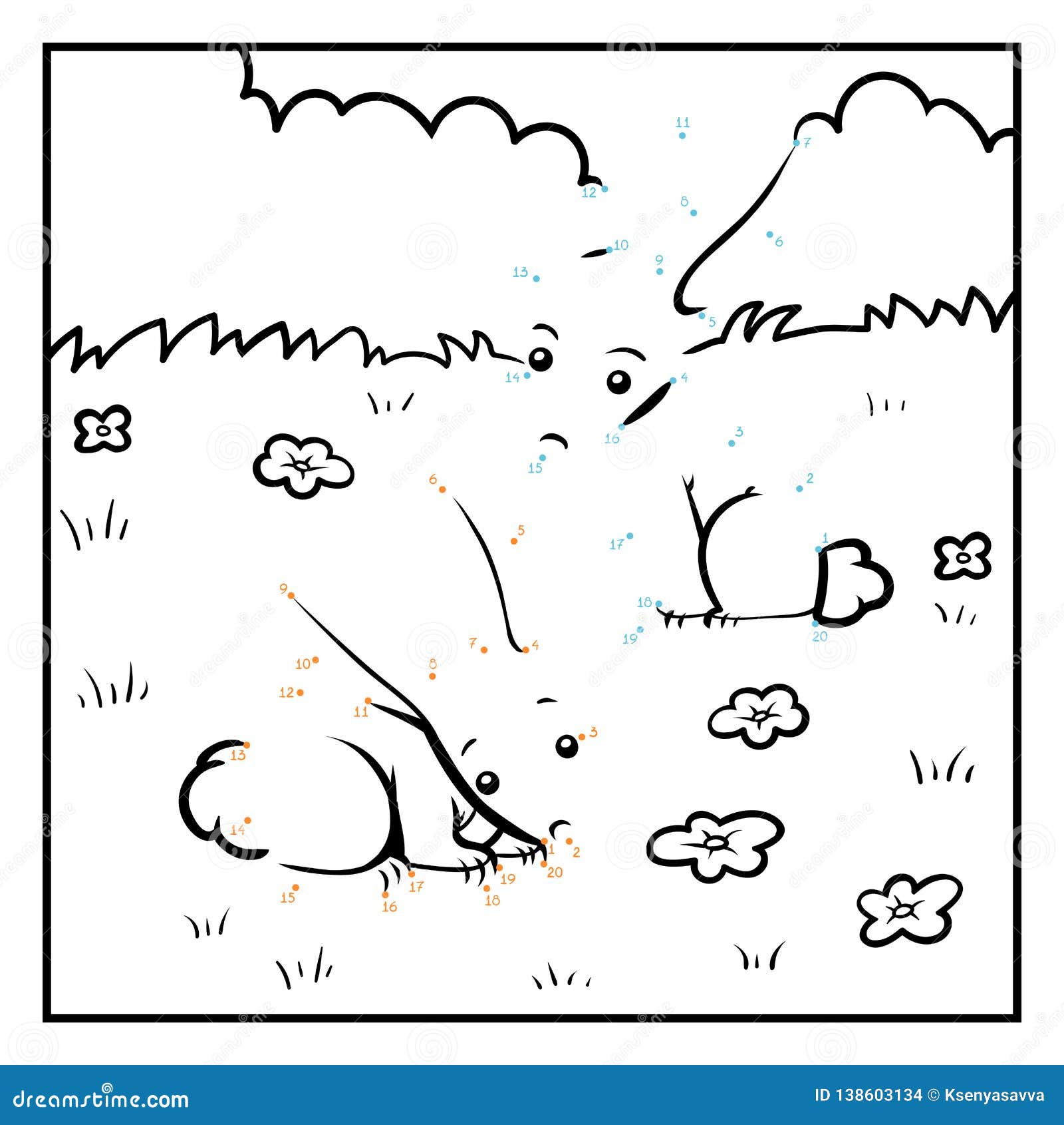 Numbers Game, Education Game for Children, Two Rabbits Stock Vector ...