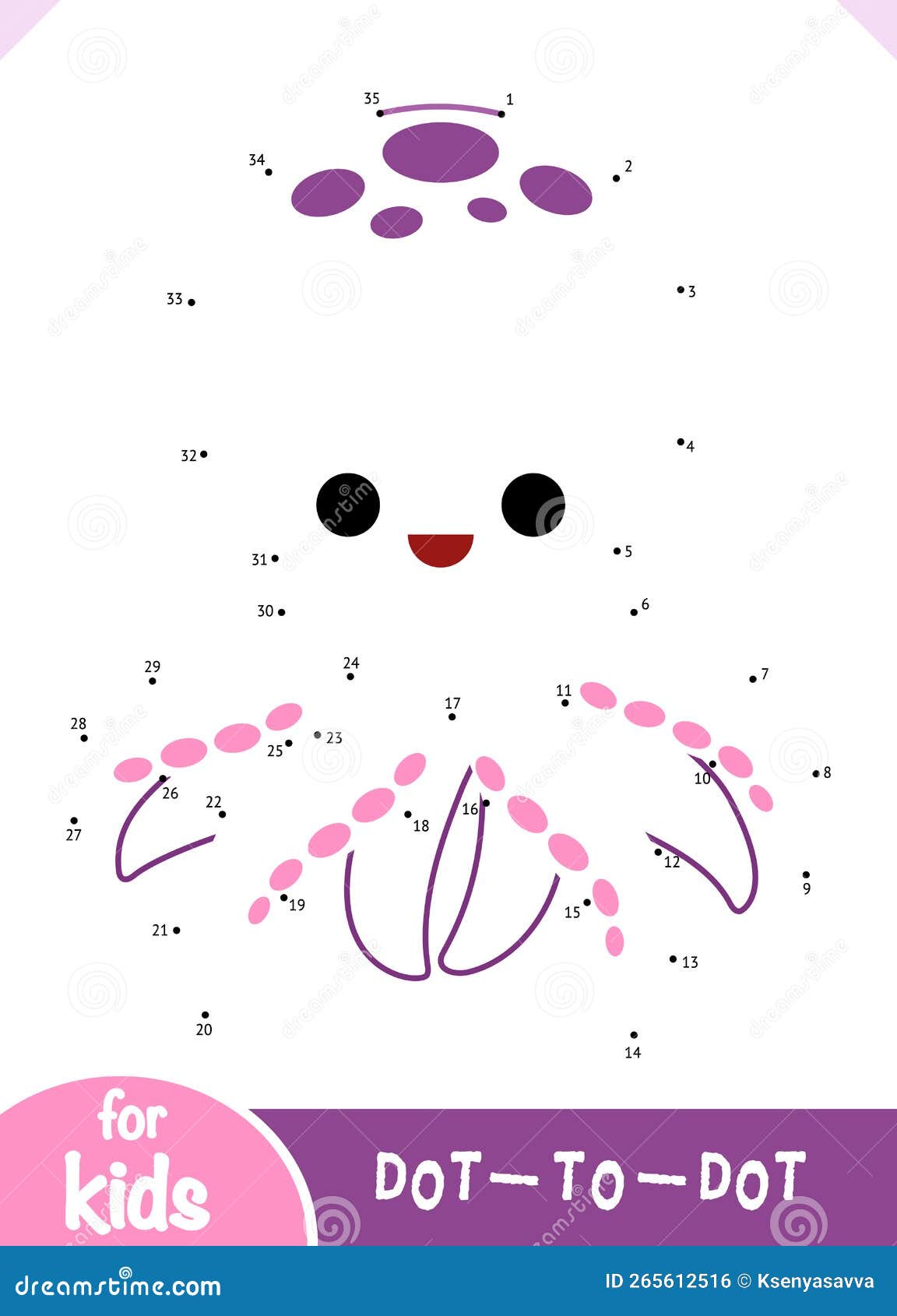 Numbers Game, Education Dot To Dot Game for Kids, Octopus Stock Vector ...