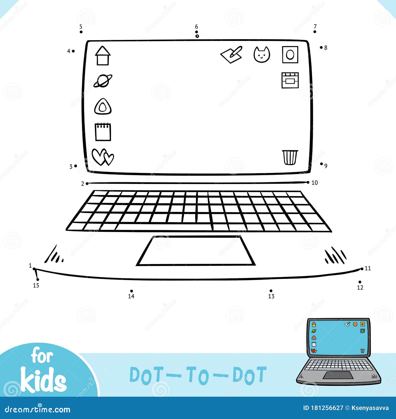 Numbers Game, Education Dot To Dot Game, Laptop Computer Stock Vector ...