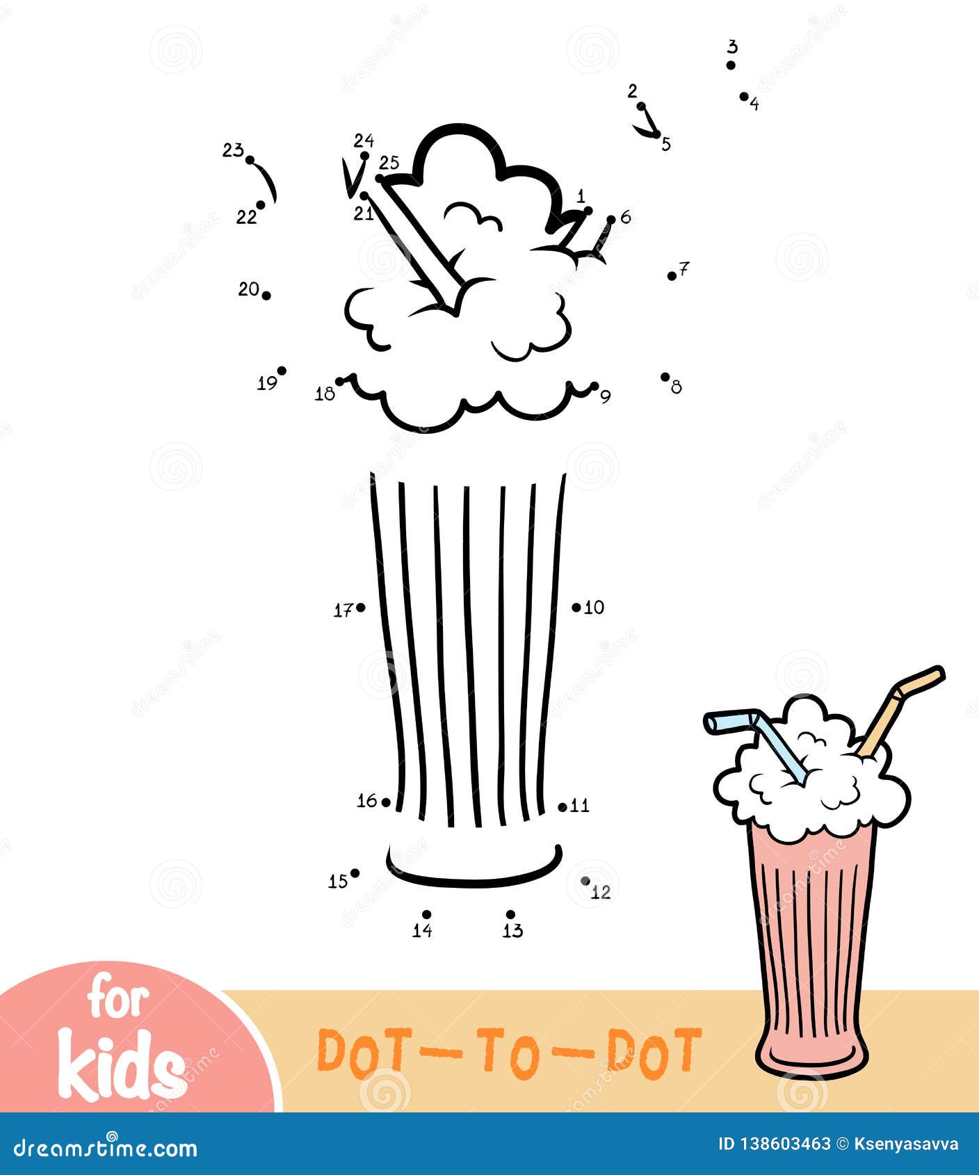 Milkshake Coloring Page. Educational Children Game. Drawing Kids ...