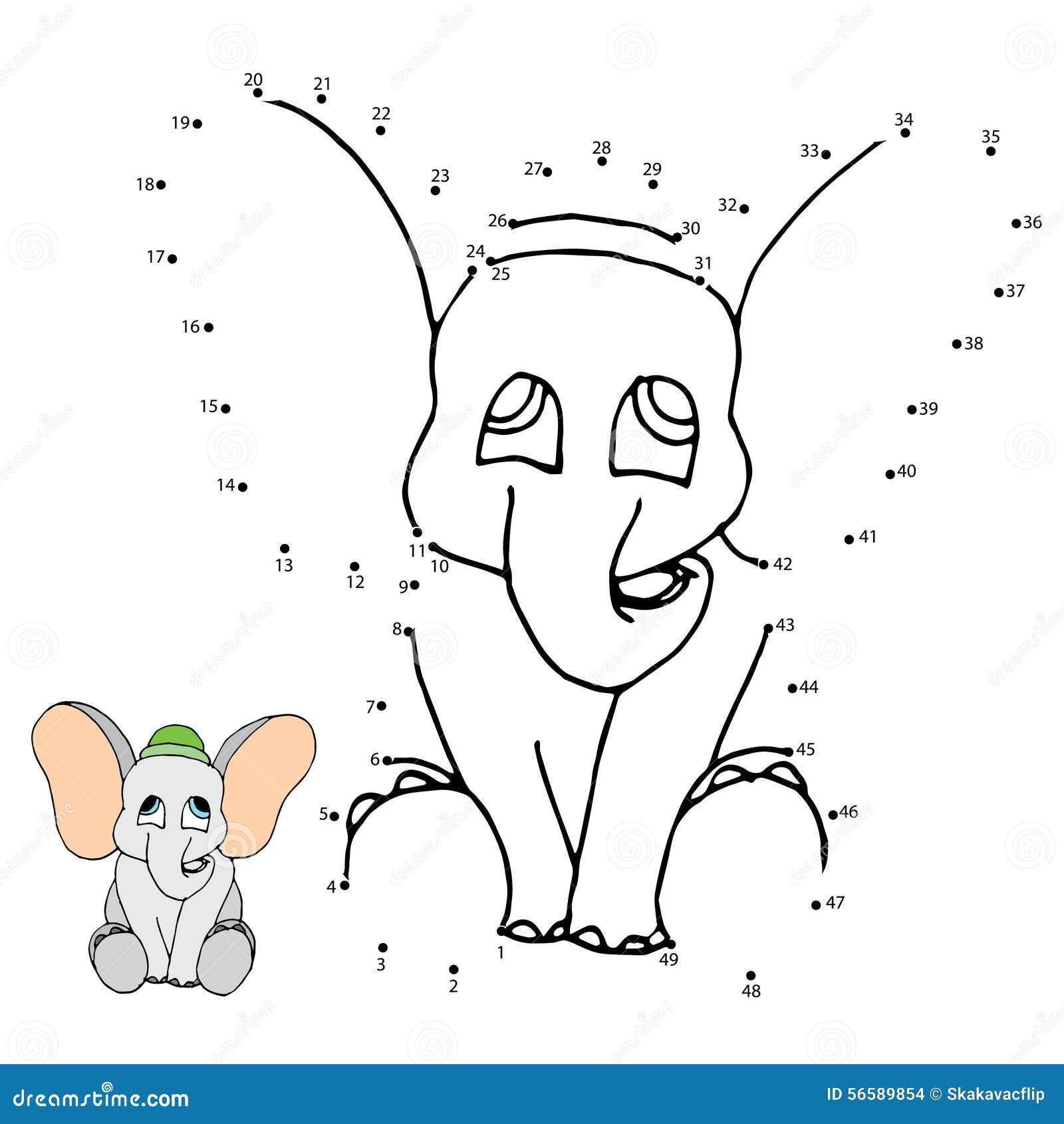 Numbers game (elephant) stock vector. Illustration of amusement - 56589854