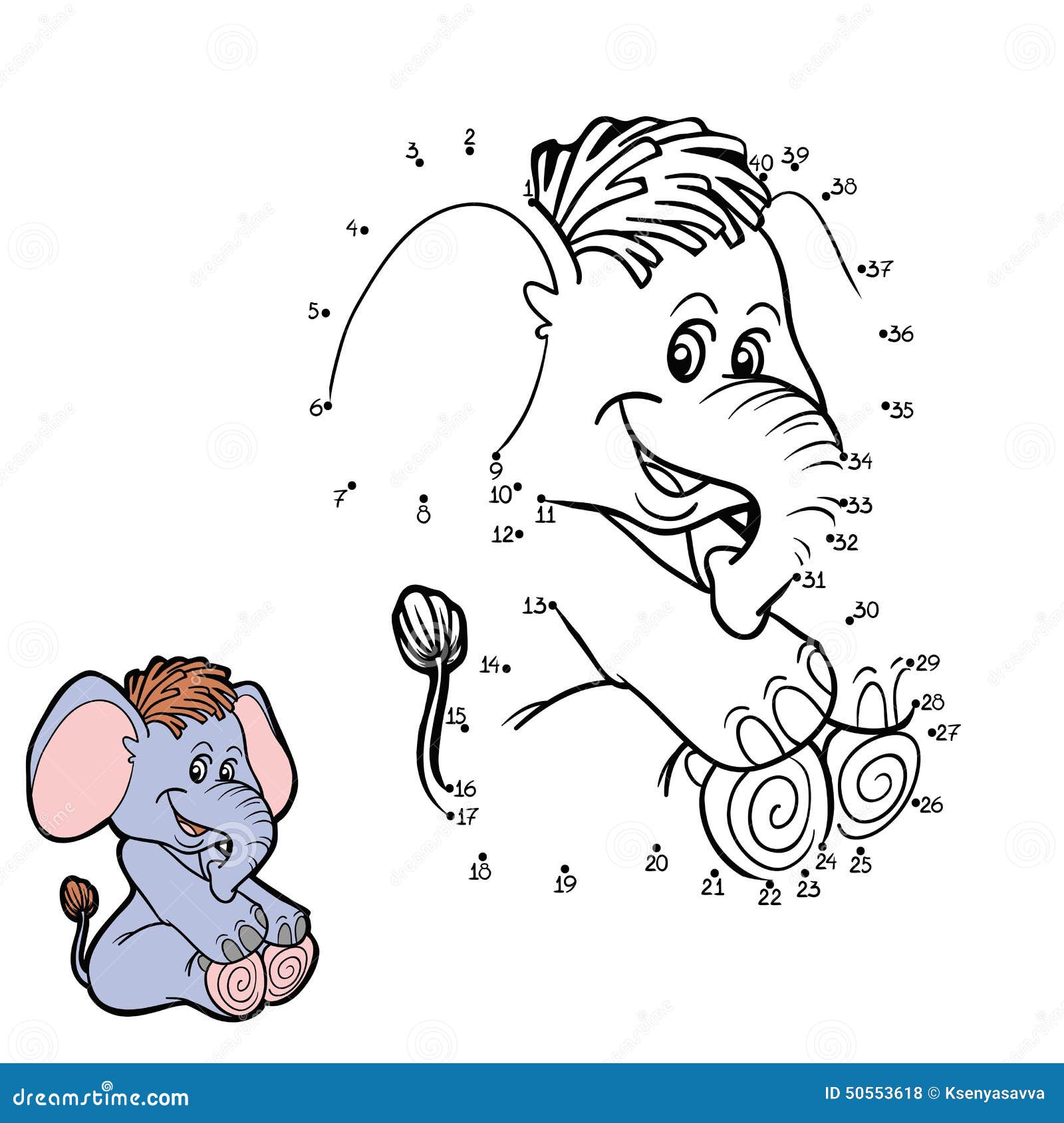 Numbers game (elephant) stock vector. Illustration of doodle - 50553618