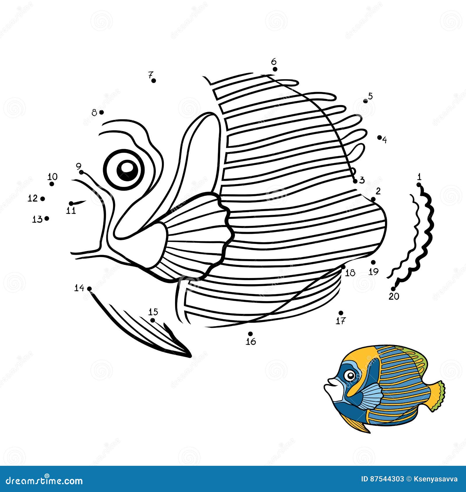 Emperor Angelfish Cartoon Isolated Illustration. Pomacanthus Imperator ...