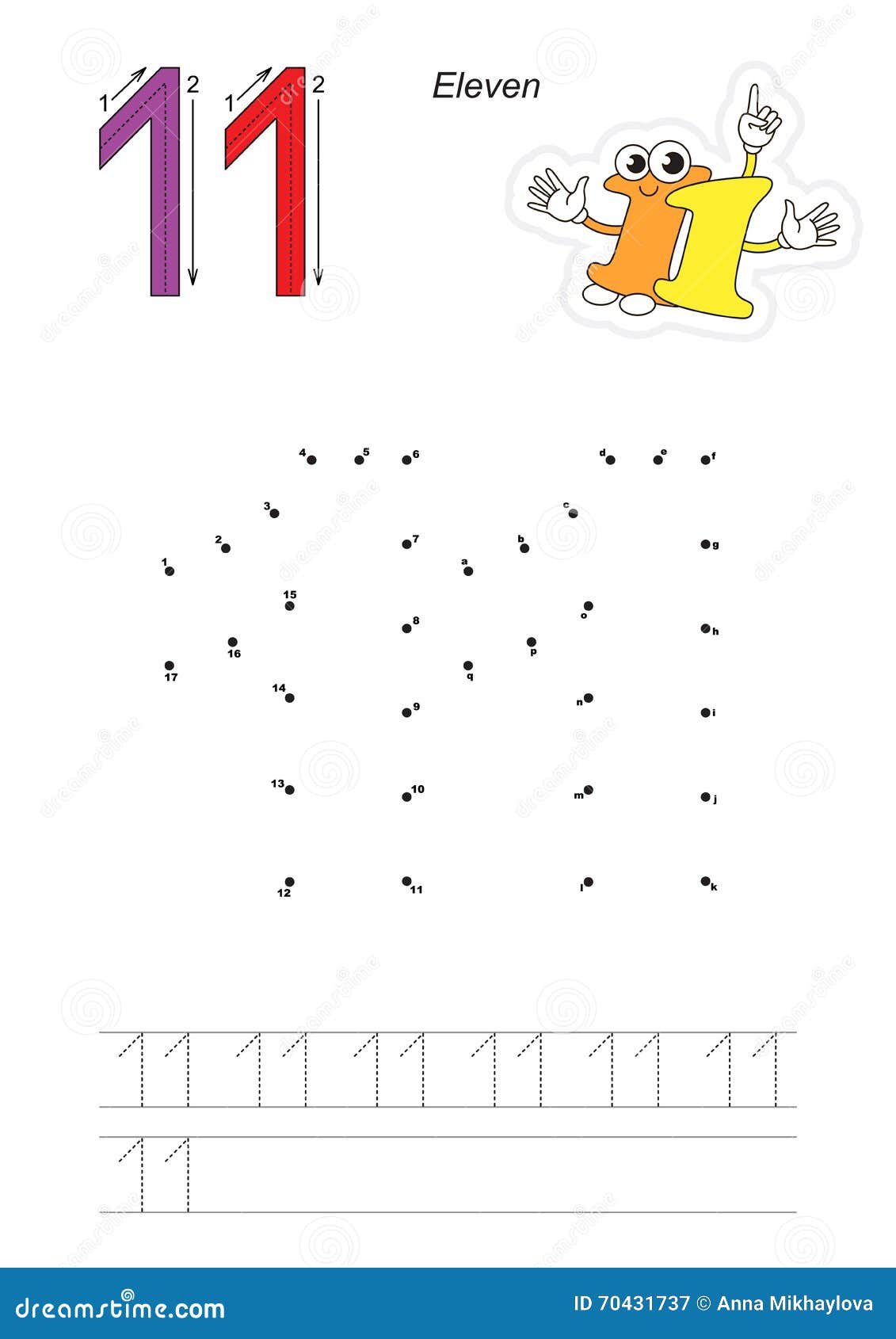 Figure Eleven To Be Traced. Vector Trace Game. Royalty-Free Stock Image ...
