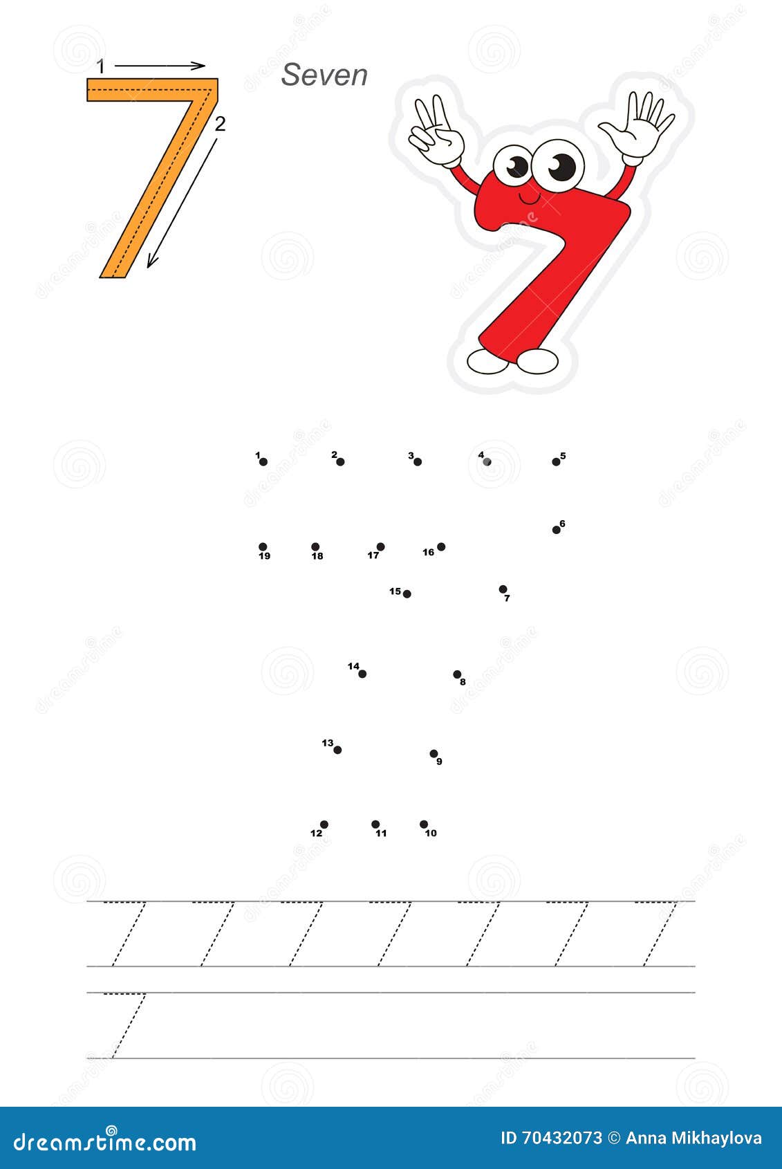 Numbers Game for Figure Seven Stock Illustration - Illustration of hand ...