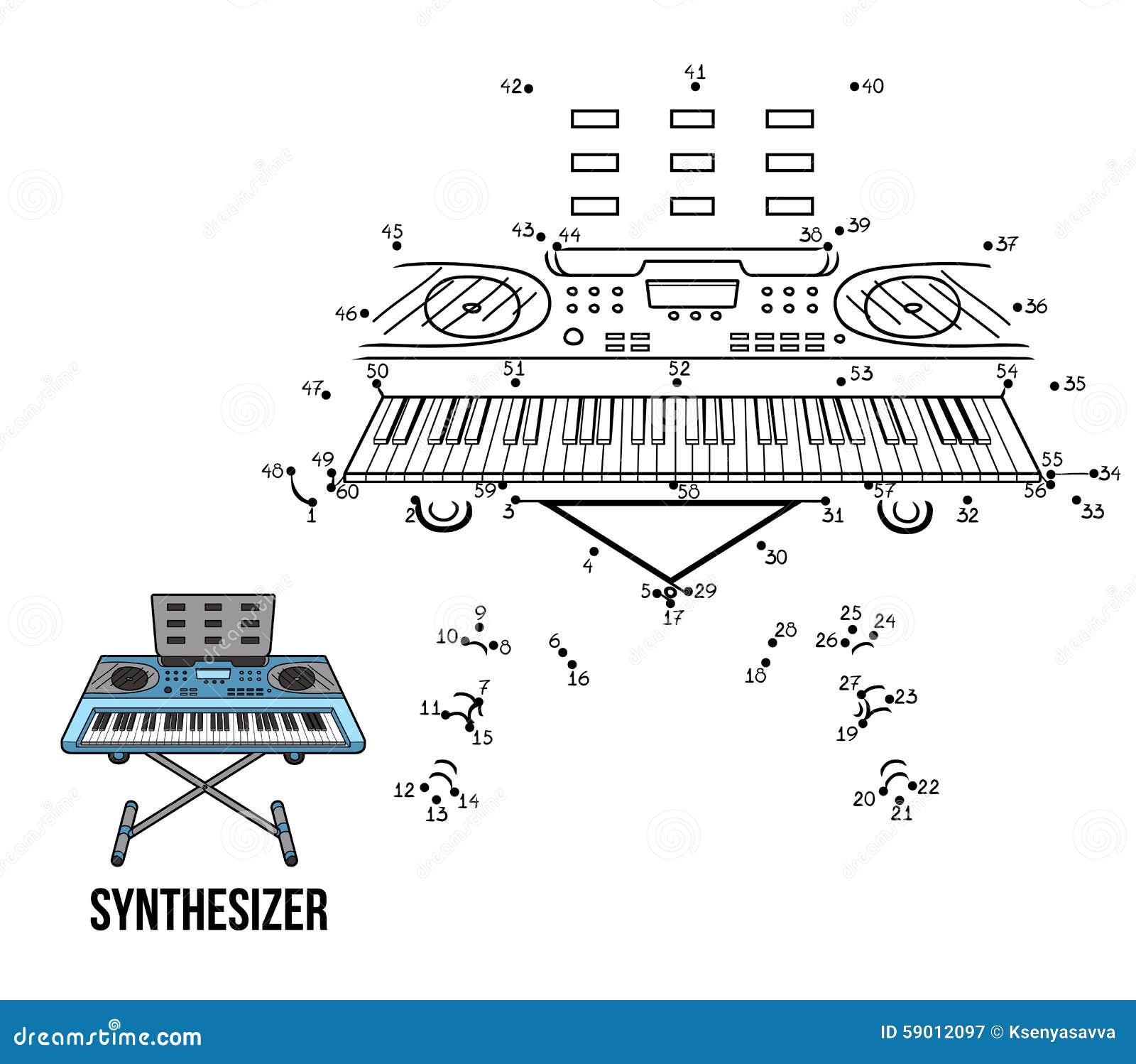 Numbers Game: Musical Instruments (synthesizer) Cartoon Vector ...