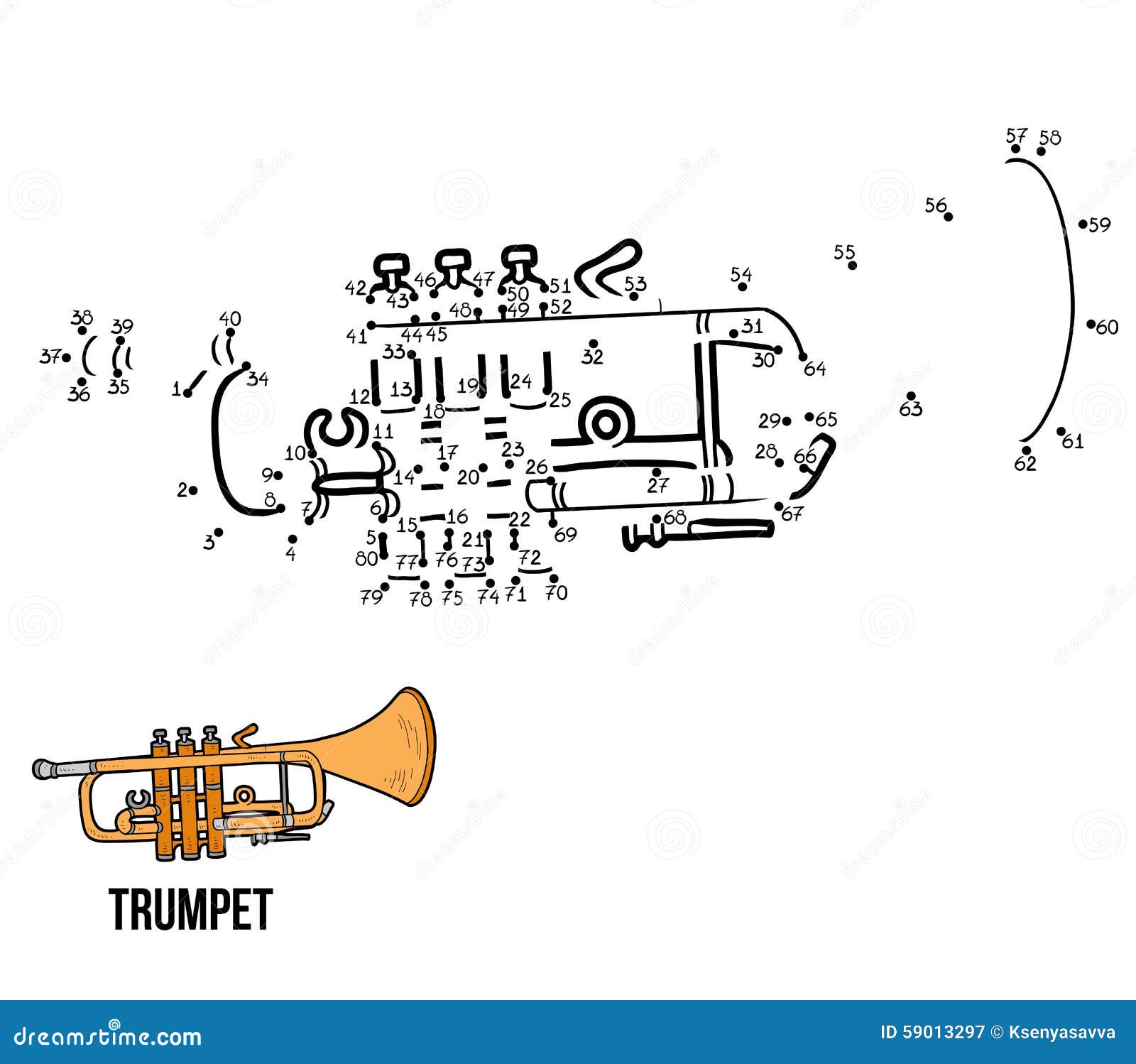 Numbers Game: Musical Instruments (trumpet) Stock Vector - Illustration ...