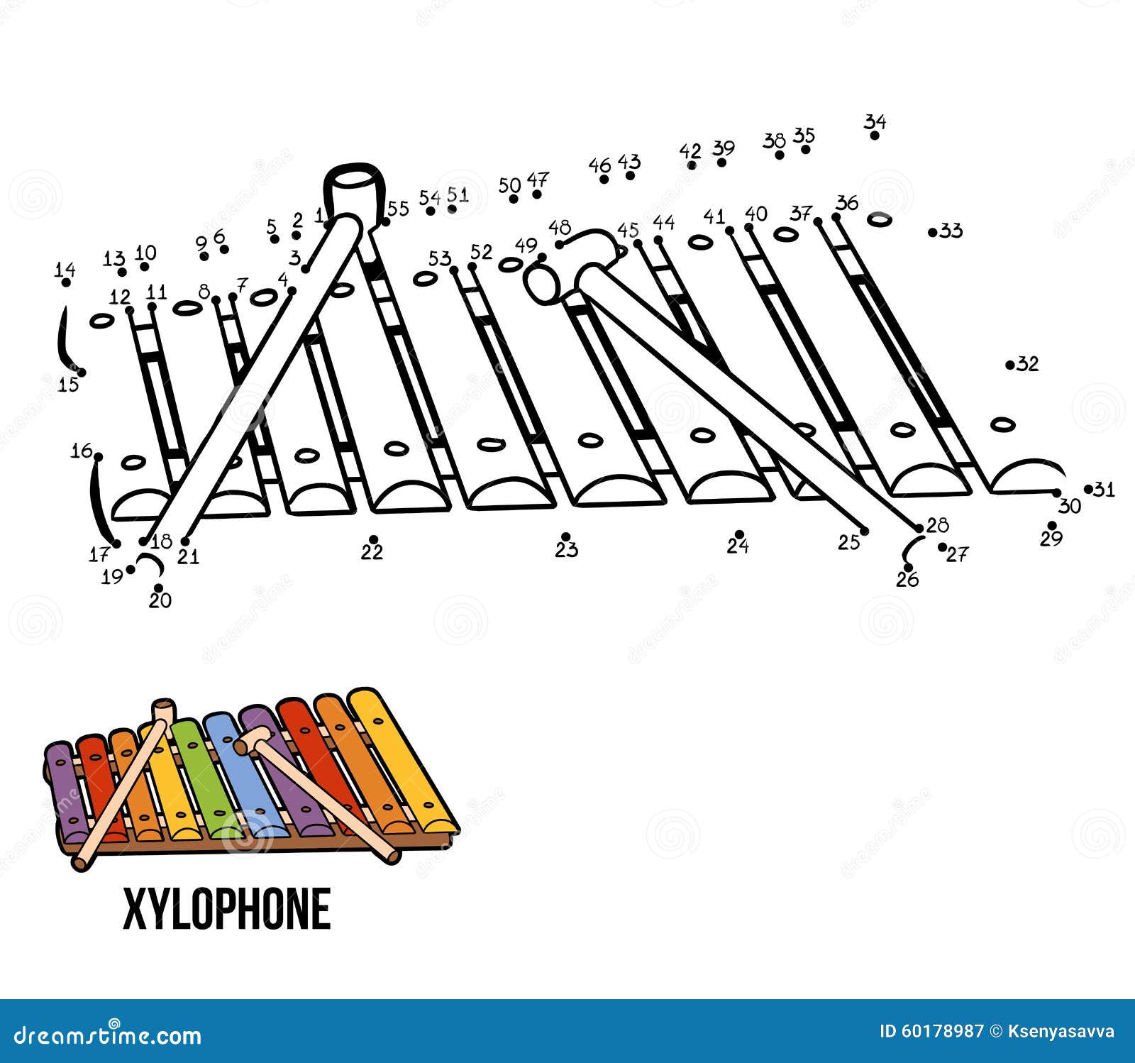 Numbers Game: Musical Instruments (xylophone) Stock Vector ...