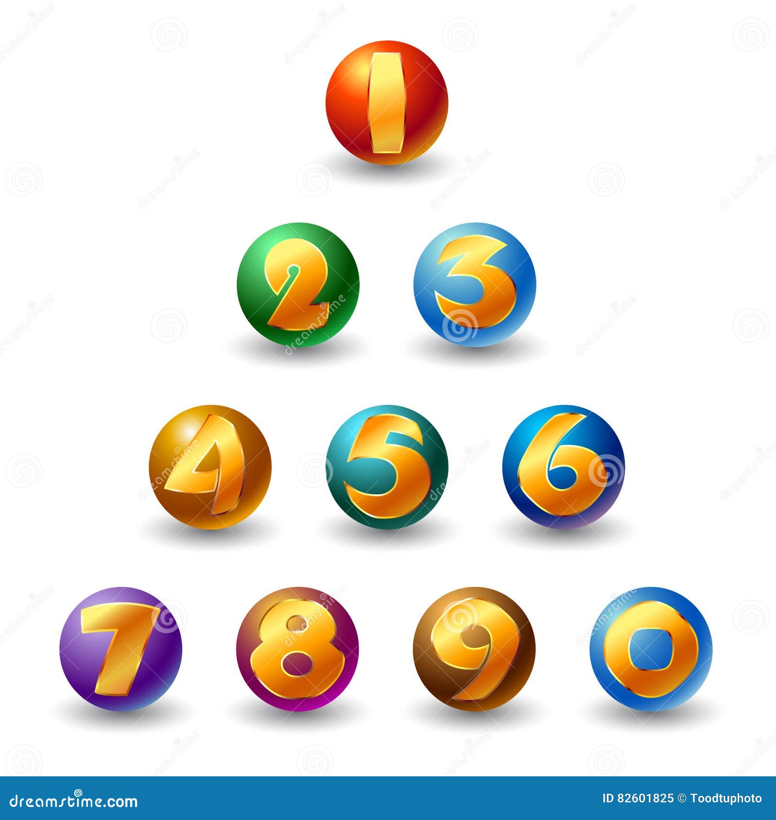 Numbers on glossy ball stock vector. Illustration of font - 82601825