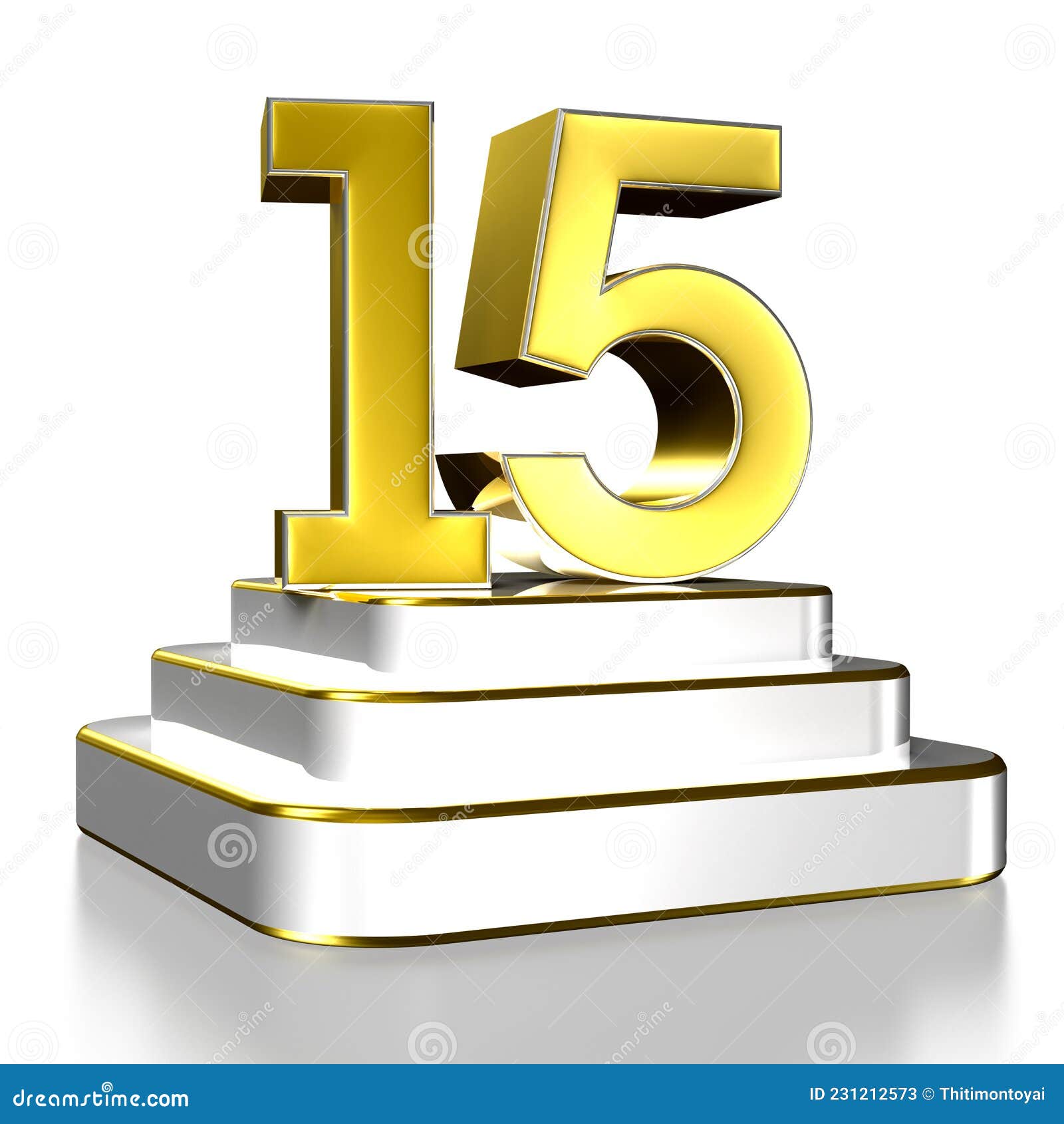 Numbers 15 gold. stock illustration. Illustration of figures - 231212573