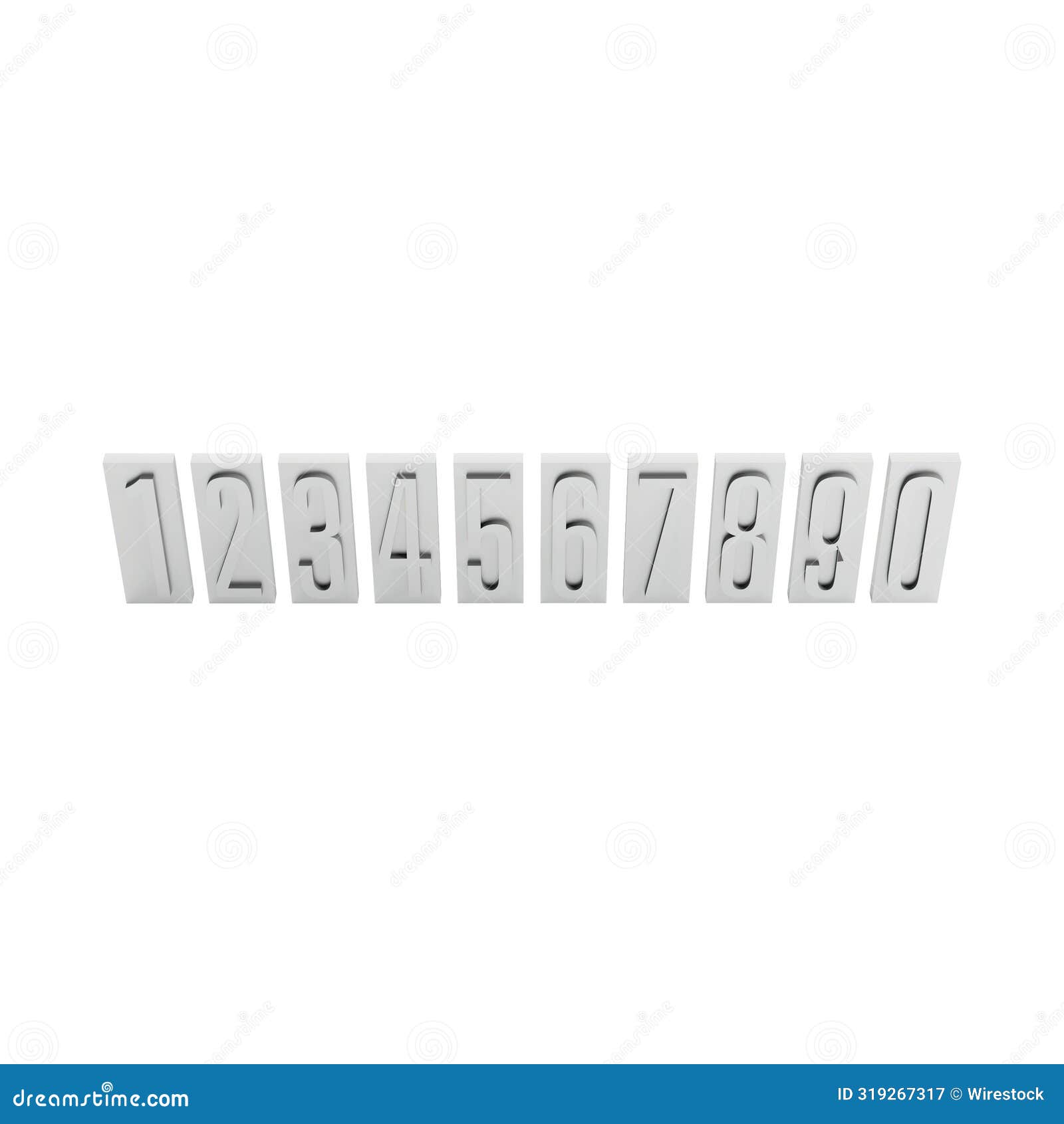 A Group of Numbers Sitting Next To Each Other on a White Surface Stock ...