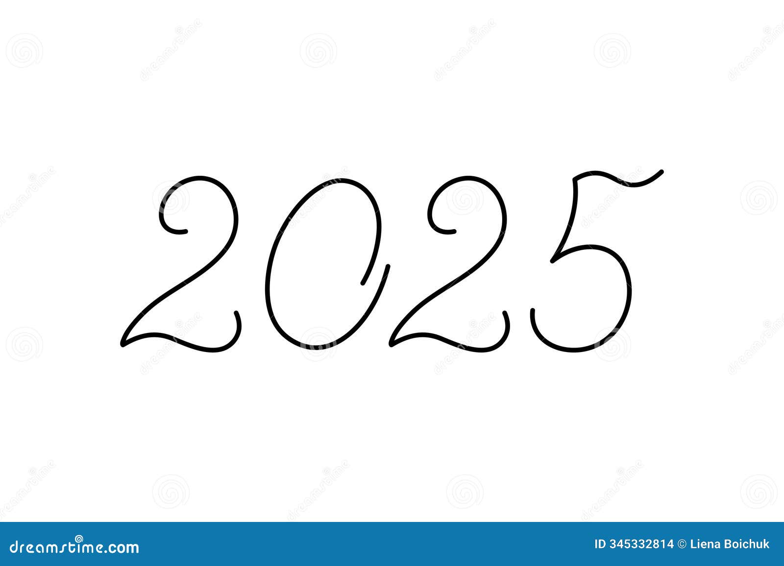 2025 Numbers Hand Drawn Line Art, Handwriting Vector Text, Editable ...