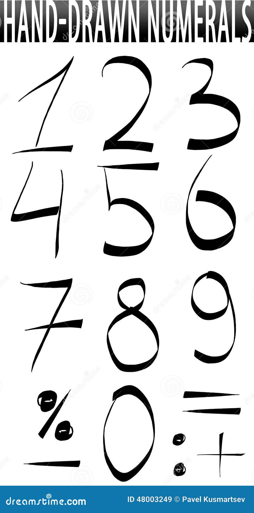 Numbers hand-drawn set stock illustration. Illustration of figures ...
