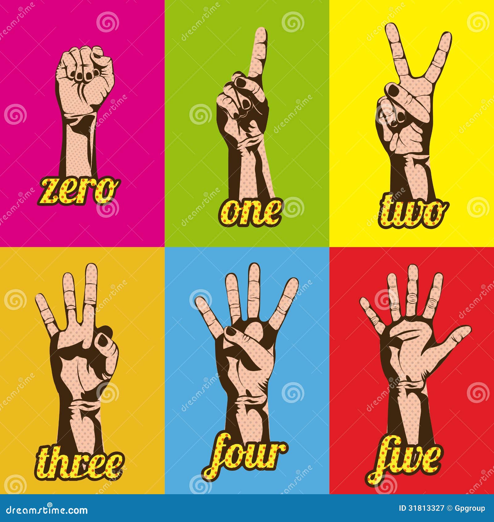 Numbers and hands stock vector. Illustration of editable - 31813327