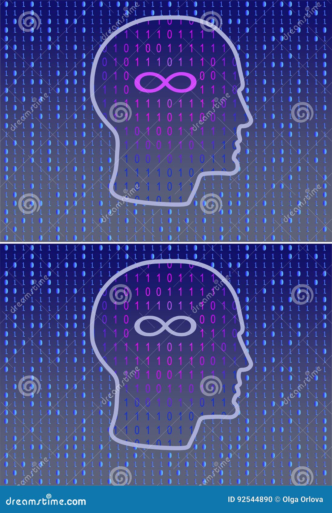 Numbers head stock vector. Illustration of blue, brain - 92544890