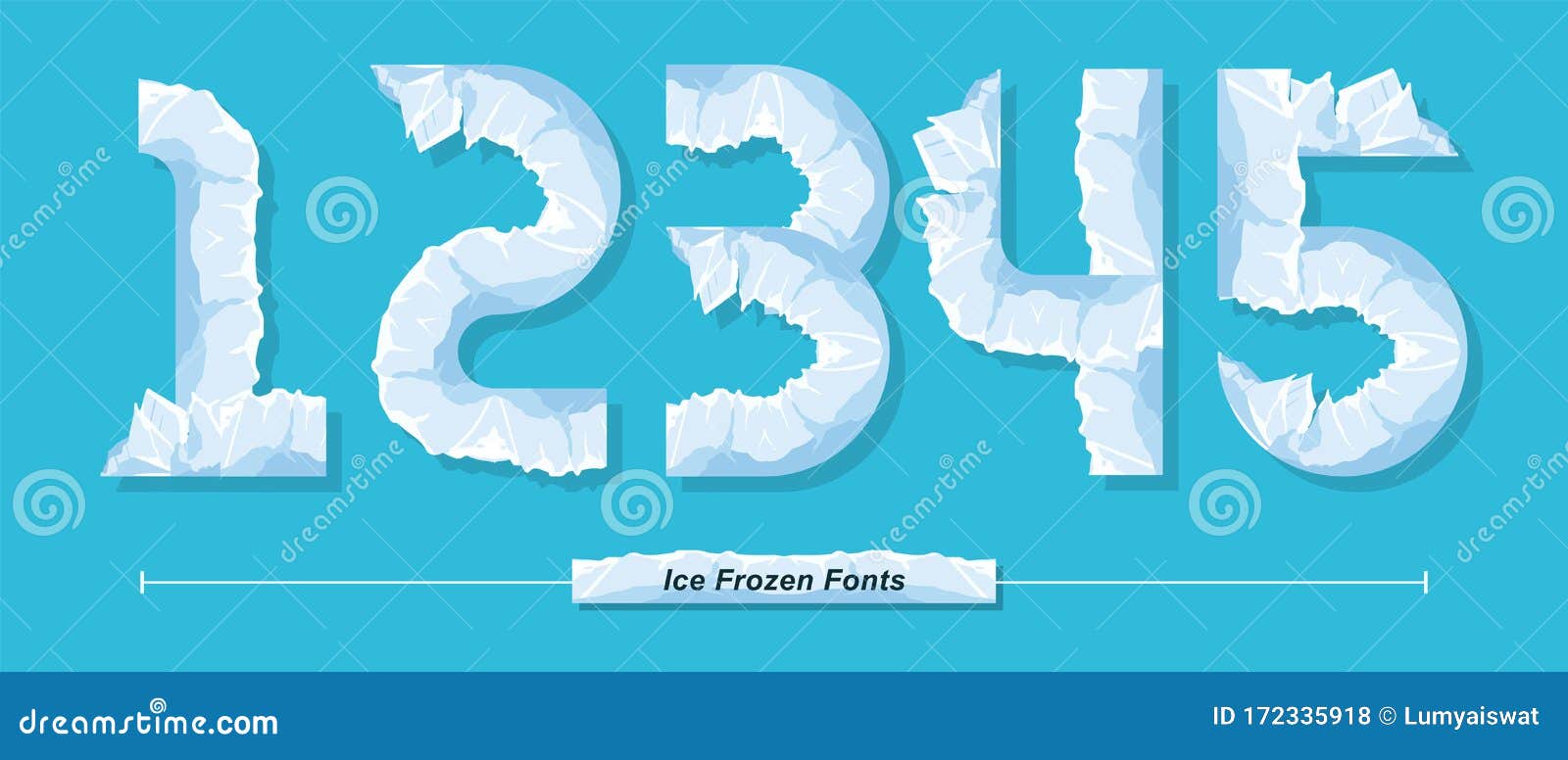 Numbers Ice Frozen Style in a Set 12345 Stock Vector - Illustration of ...