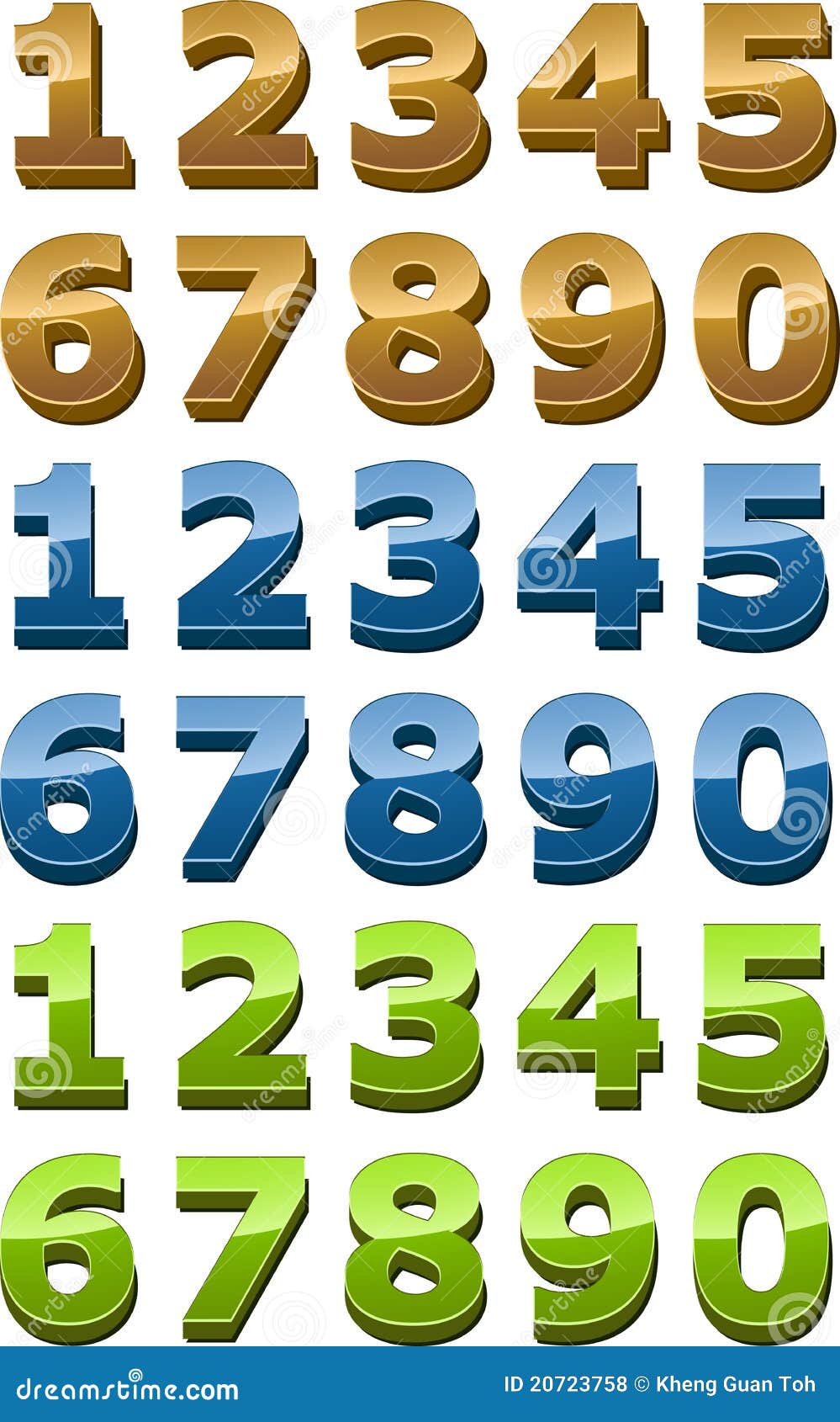 Numbers Icon Set, 3d Glossy Smooth Style Stock Illustration ...