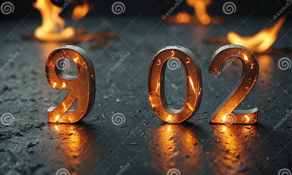 The Numbers 902 are Illuminated by Warm Orange Light, Casting ...